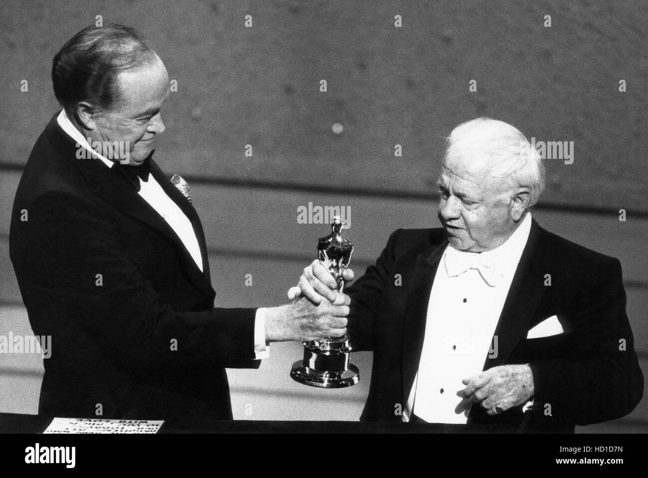 From left:Bob Hope presenting Mickey Rooney with honorary Academy Award ...