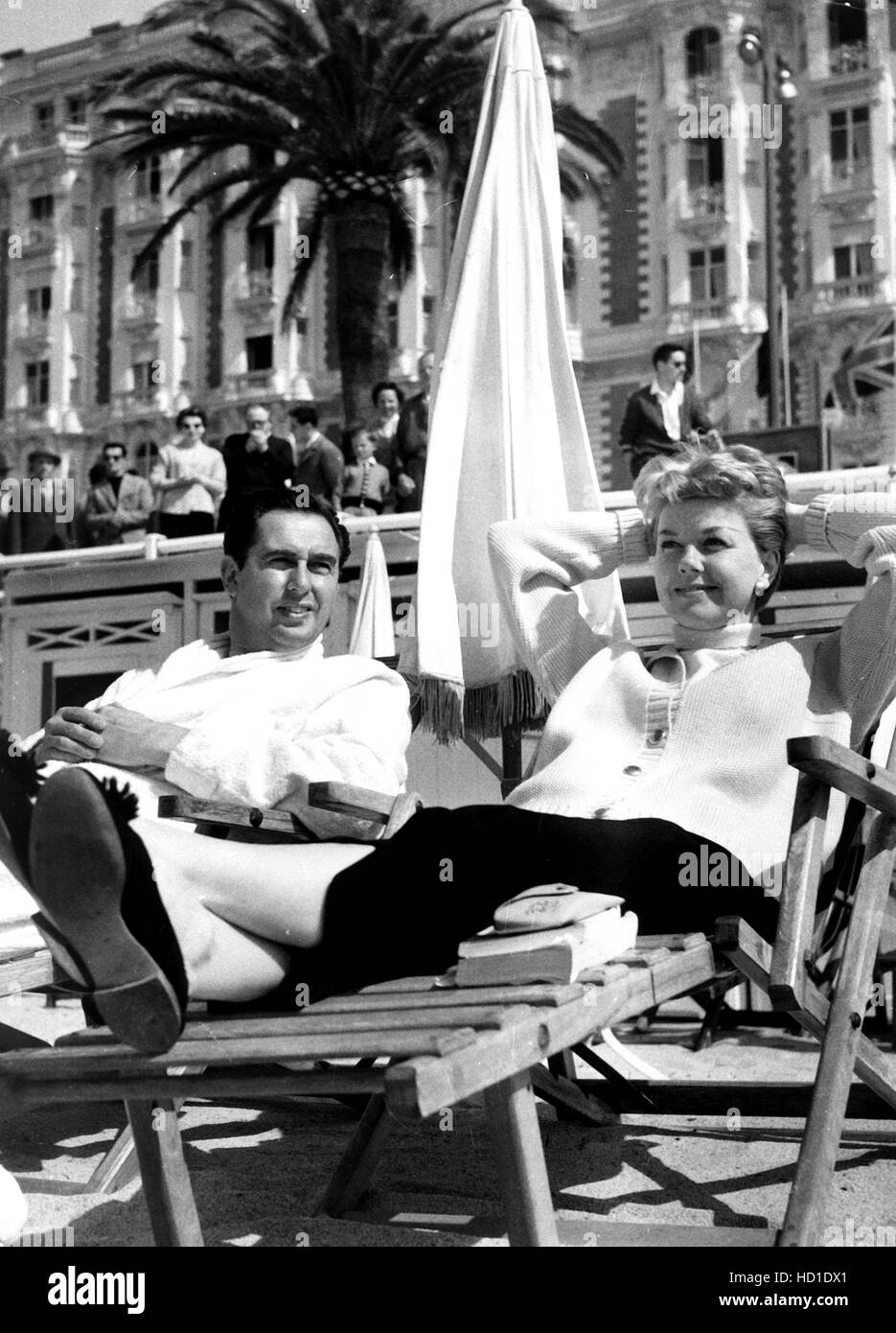 Doris Day and her husband Marty Melcher in Cannes on the French Riviera ...