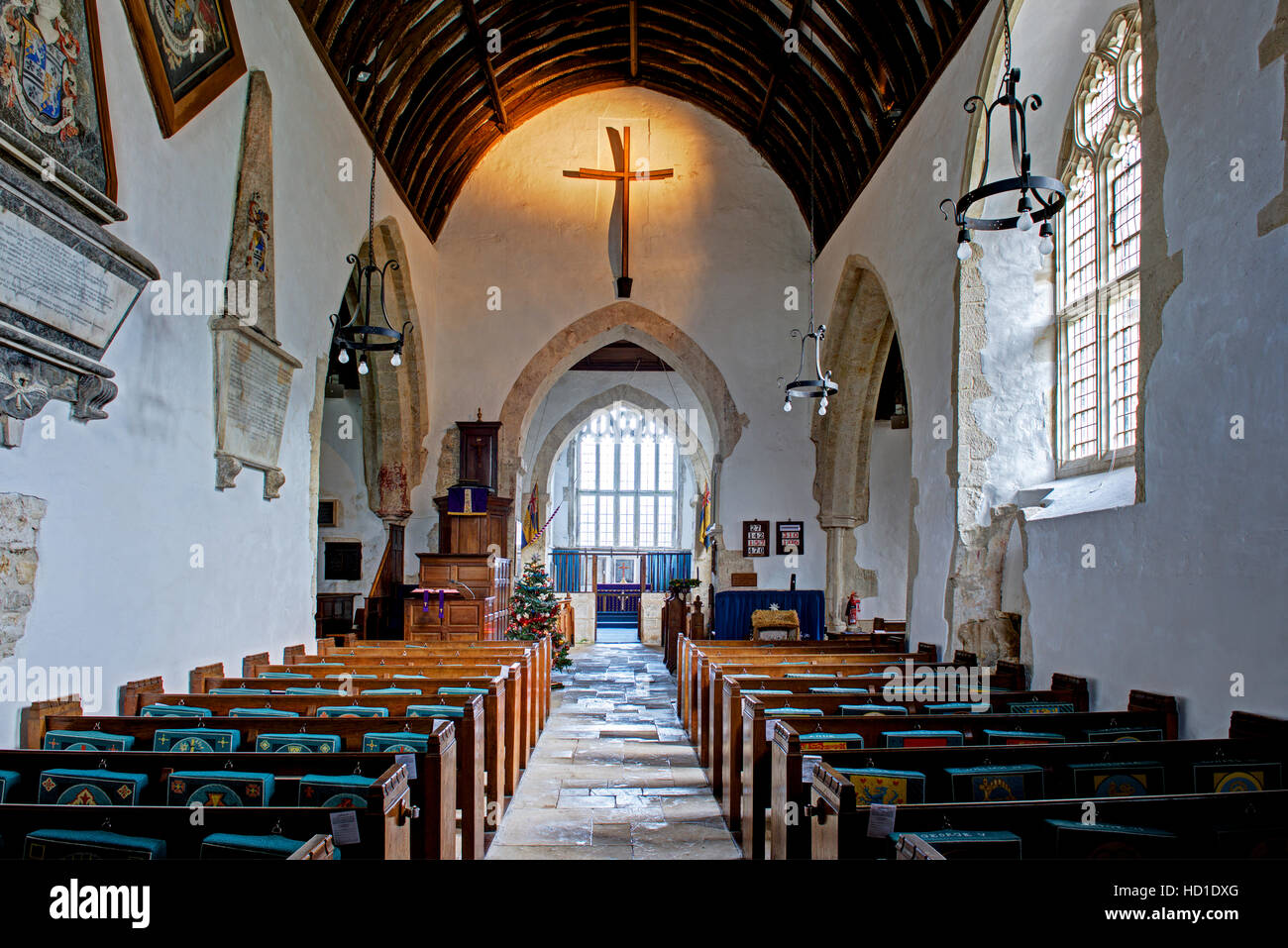 The interior of St Winifred's Church, Branscombe, Devon, England UK ...