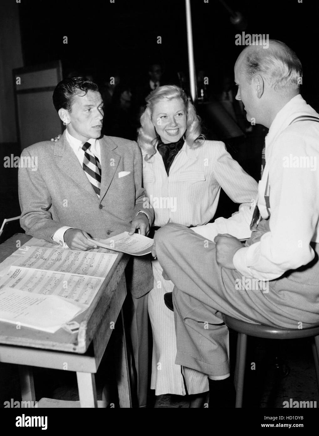 From left, Frank Sinatra, Doris Day, musical director Axel Stordahl, at ...