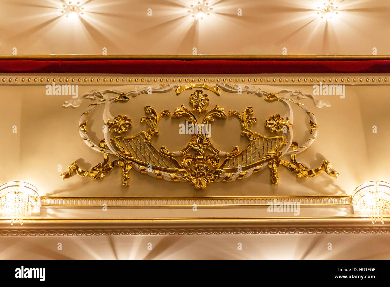 Classic decorative gypsum ornament on the ceiling Stock Photo - Alamy