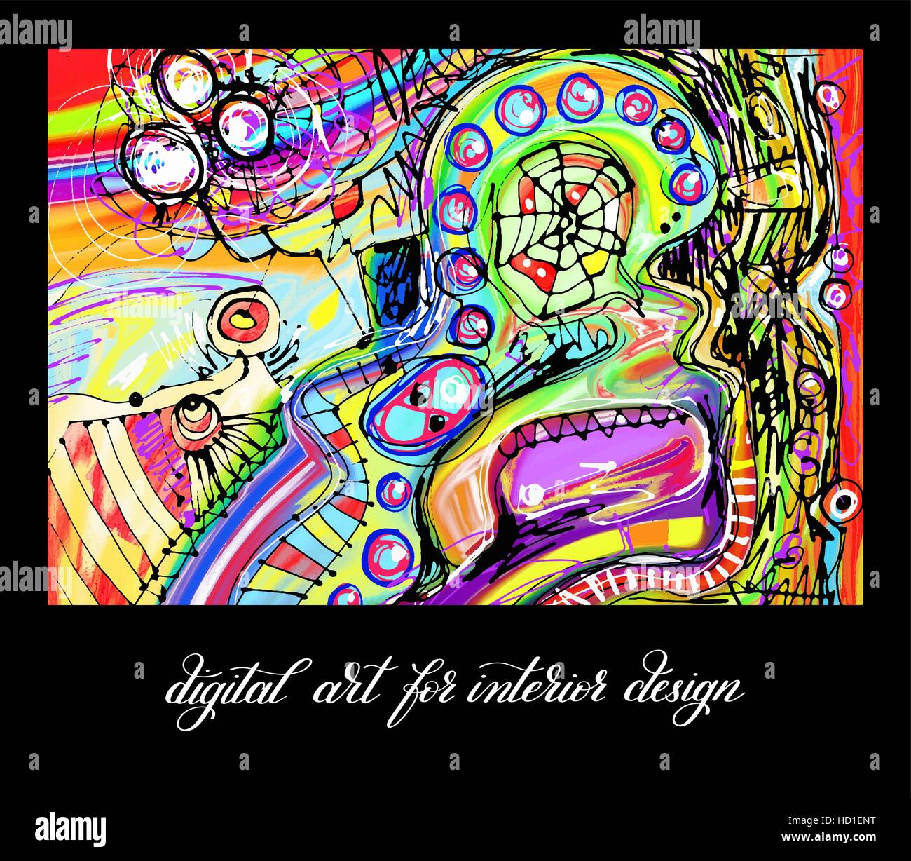 original contemporary digital abstract painting artwork to print Stock ...