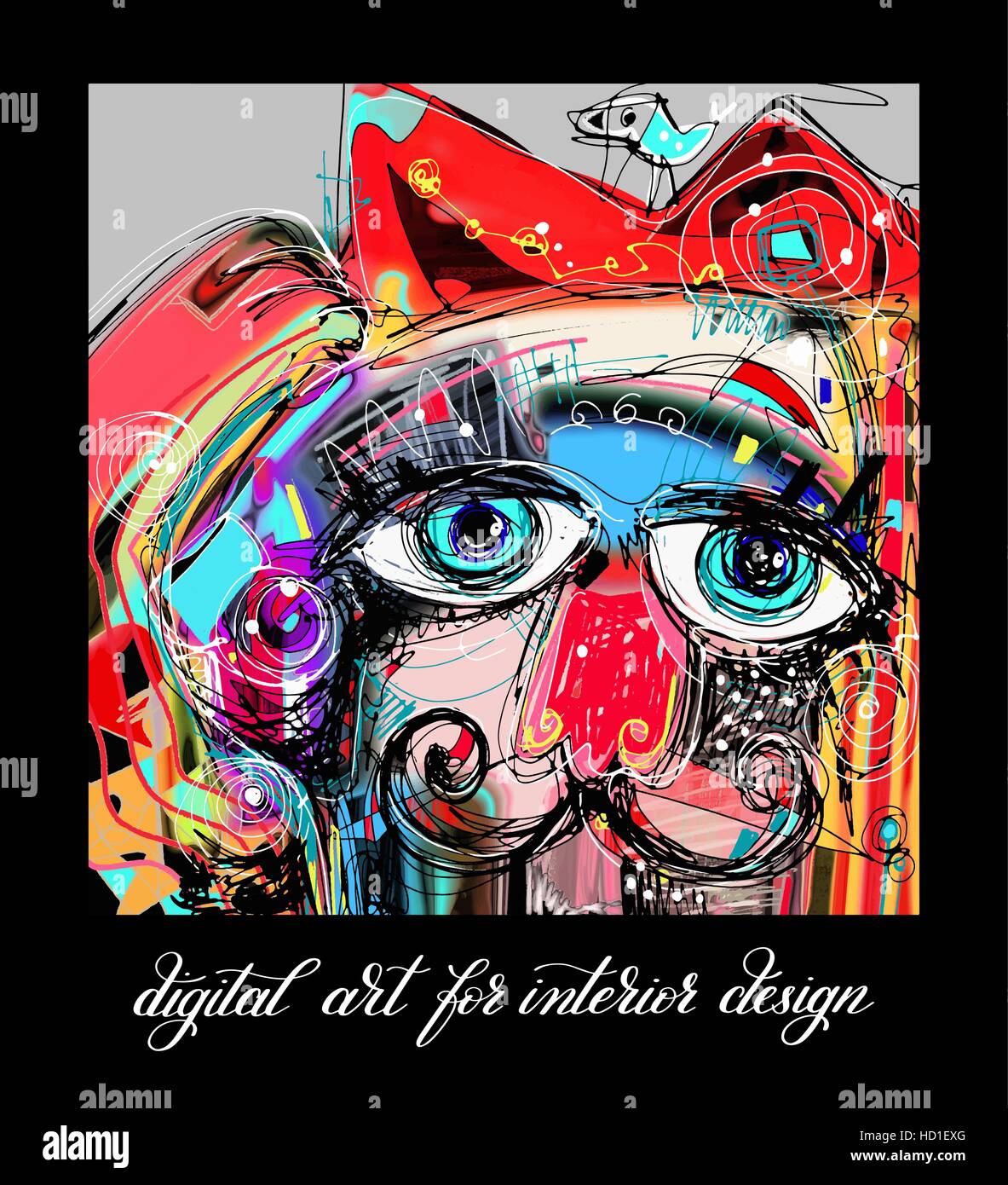 original contemporary digital abstract painting artwork to print Stock ...