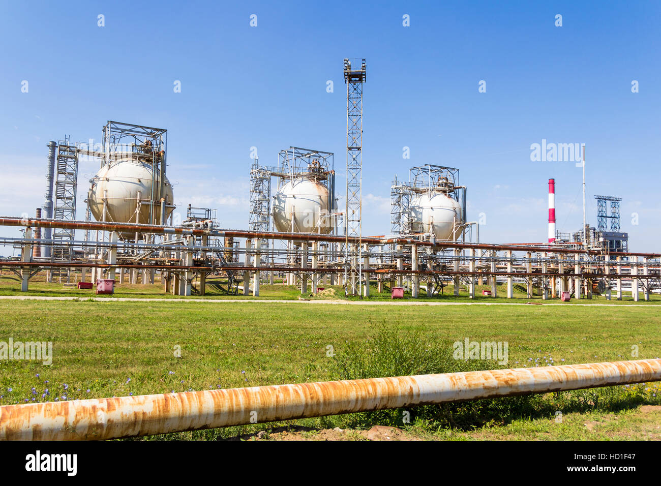 A complex oil refinery reservoirs for keeping Stock Photo - Alamy