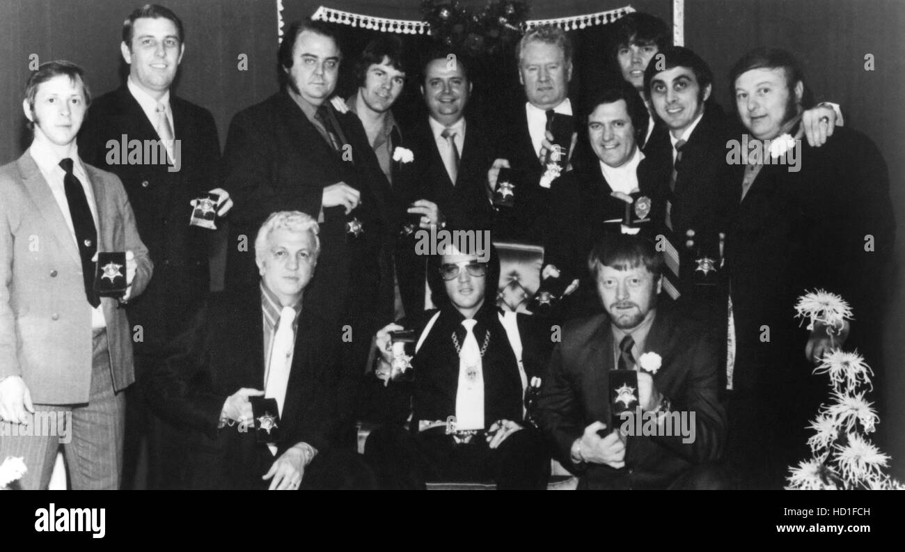 Elvis Presley (front, center), with the 'Memphis Mafia', at Graceland ...