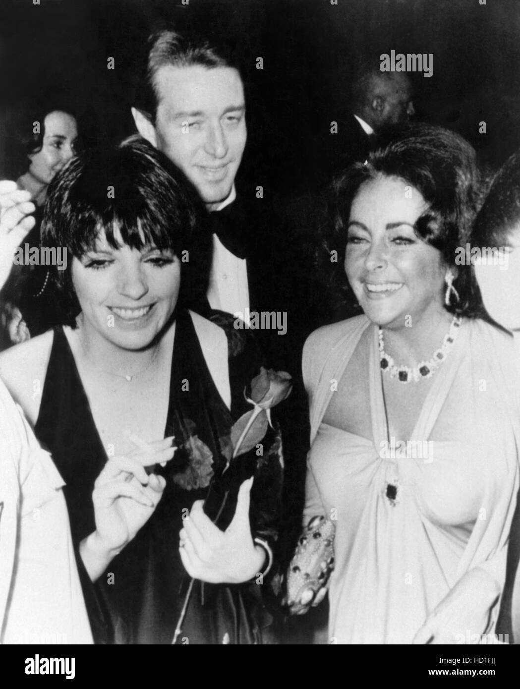From left, Liza Minnelli, Halston, Elizabeth Taylor, at a benefit for ...