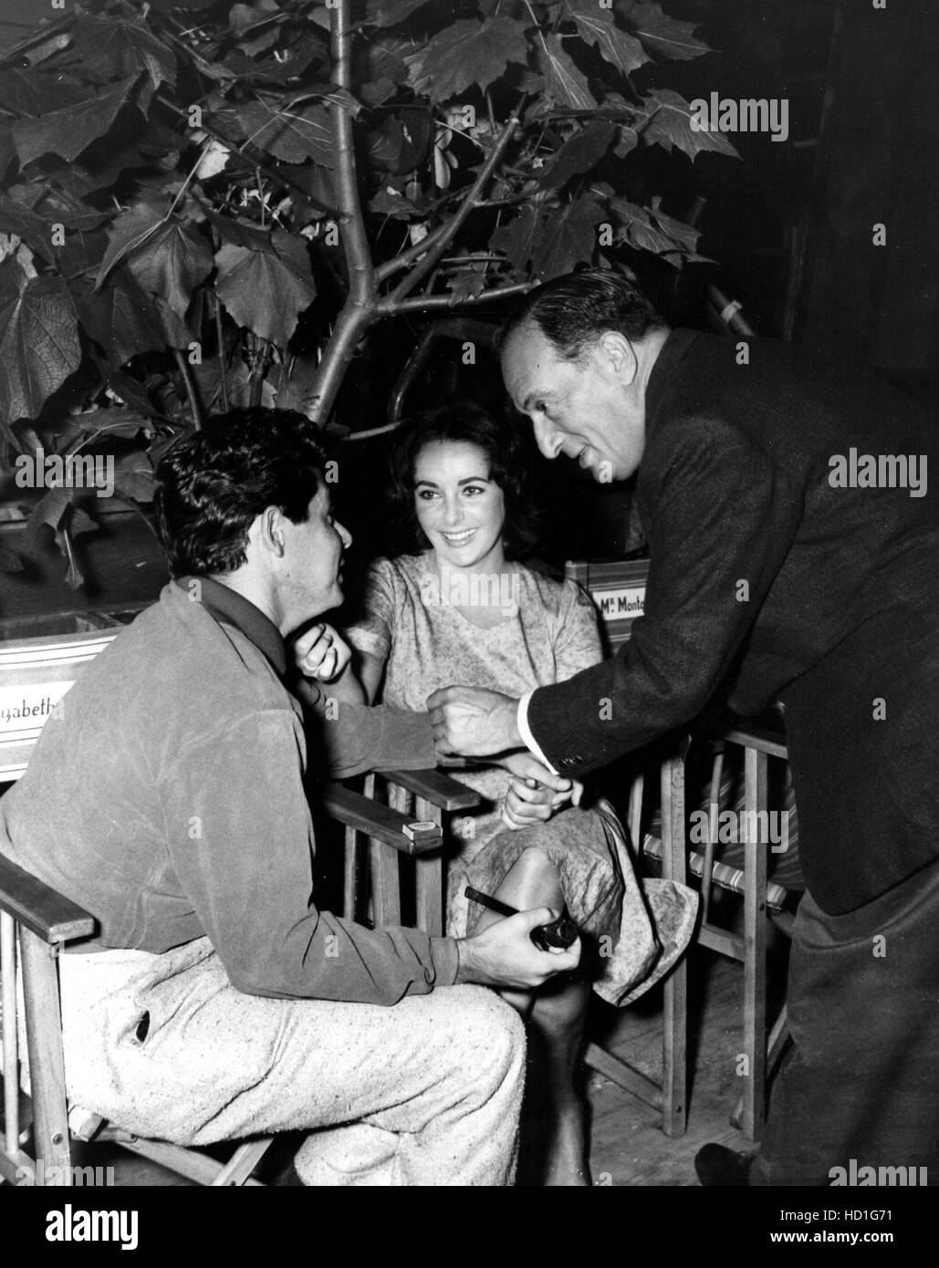 Eddie Fisher, Elizabeth Taylor, producer Sam Spiegel on the set of ...