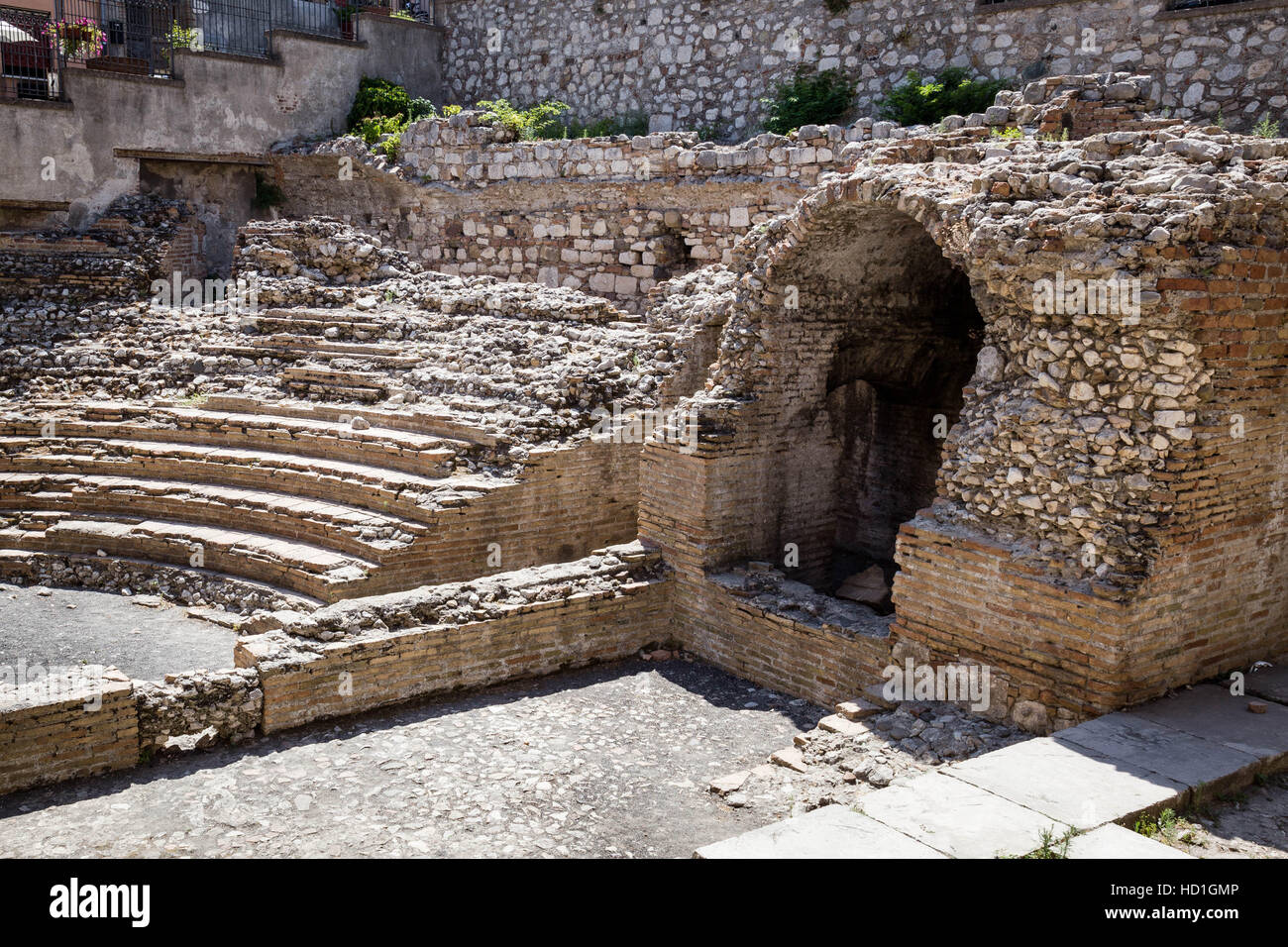 An ancient amphitheater unearthed in Taormina, Sicily Stock Photo - Alamy
