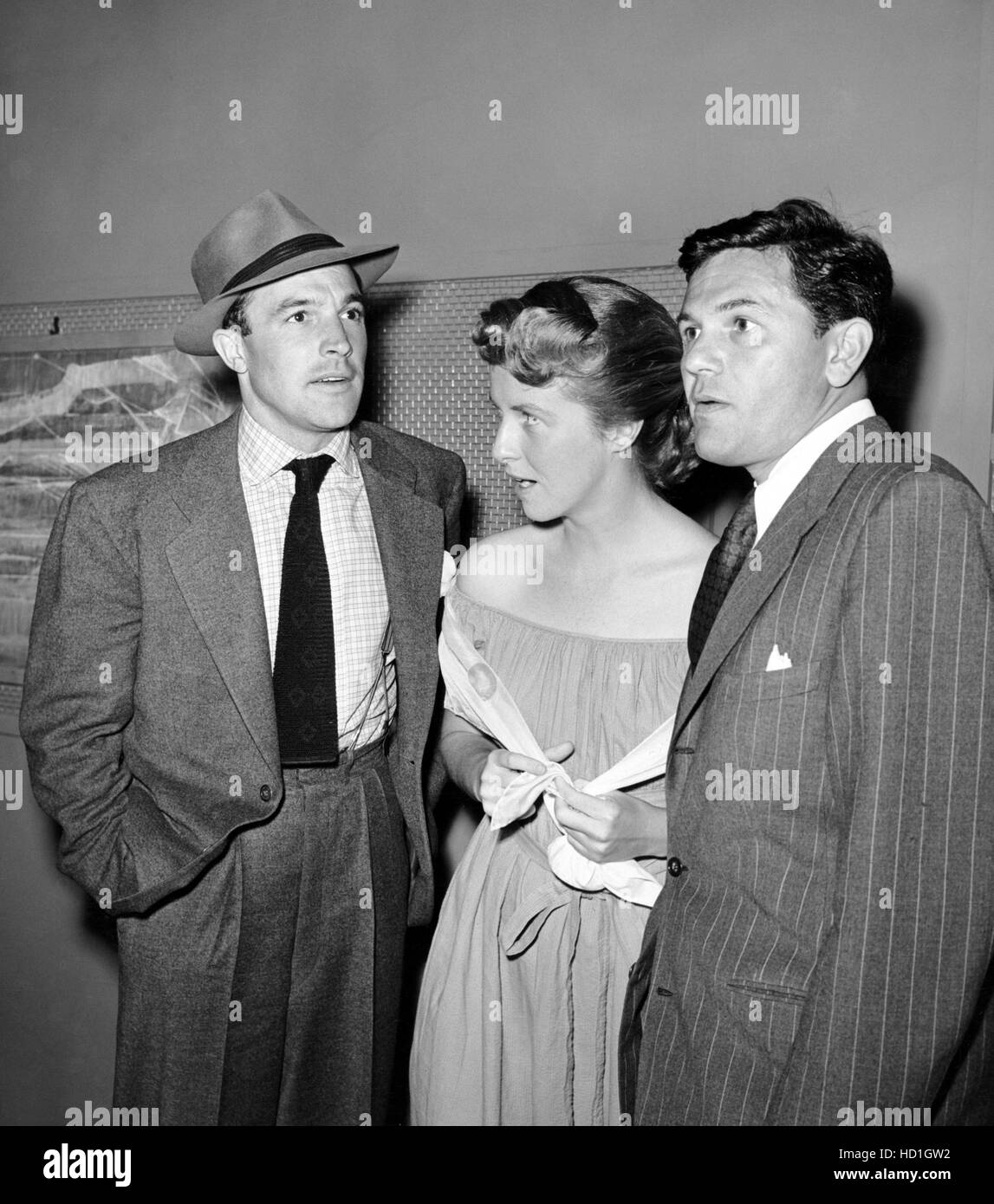 GENE KELLY, with wife Betsy Blair and John Garfield at Charles Laughton ...