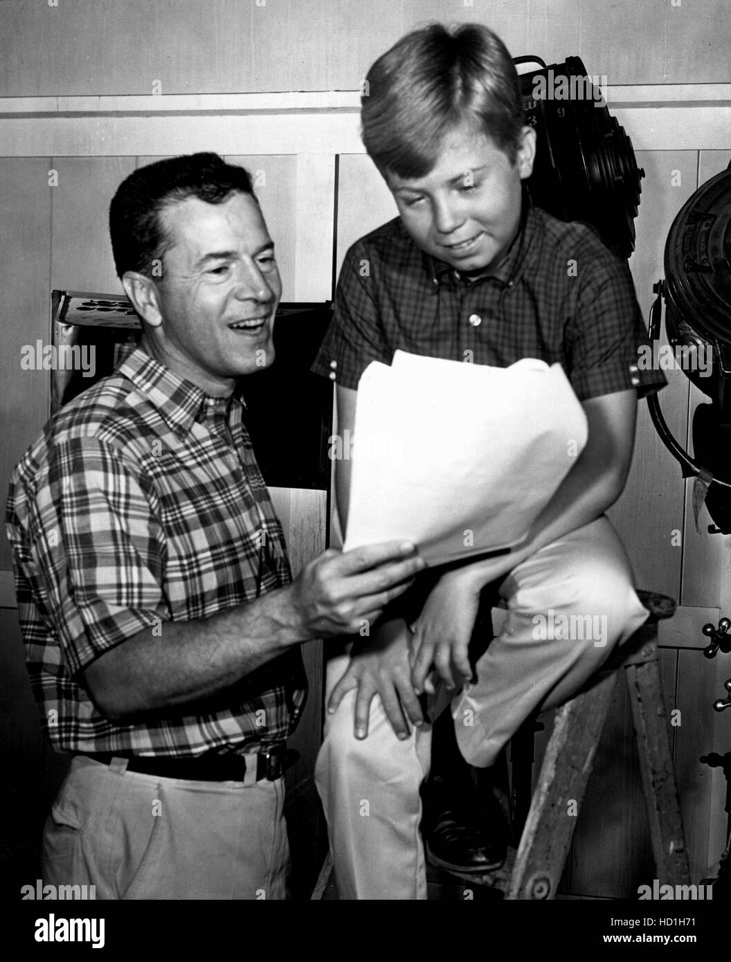 Director Gene Reynolds, Stanley Livingston on the set of MY THREE SONS ...