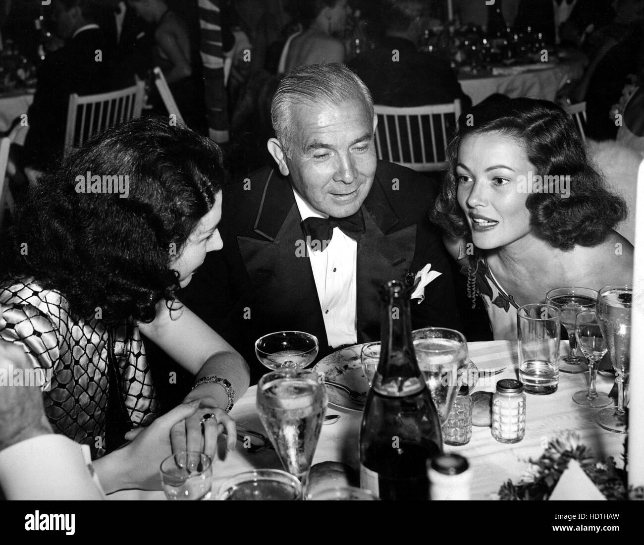 Gene Tierney and 20th Century Fox owner Spyros Skouras, 1946 Stock ...