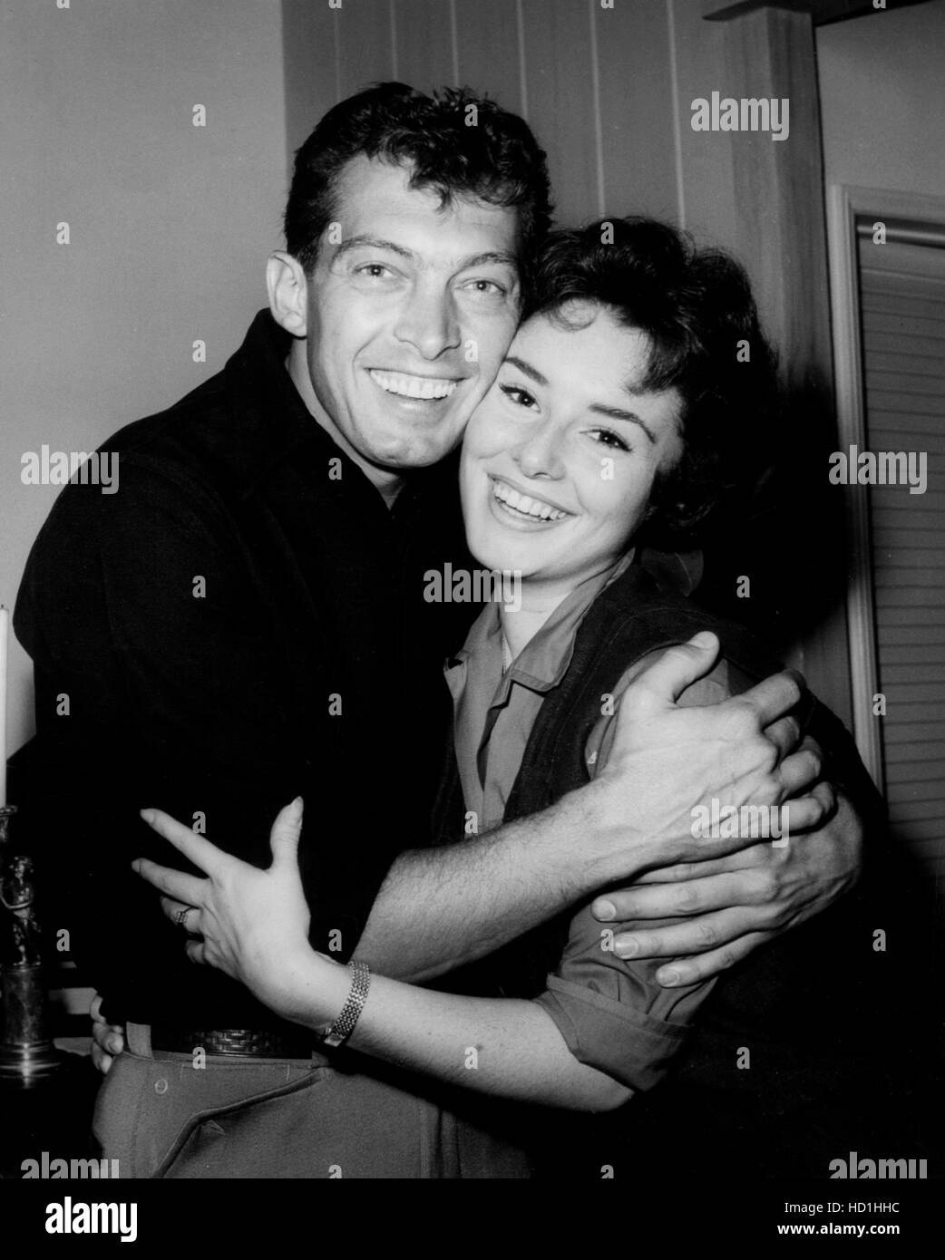 Gigi Perreau, left, and Frank Gallo, announcing their engagement, 1960 ...