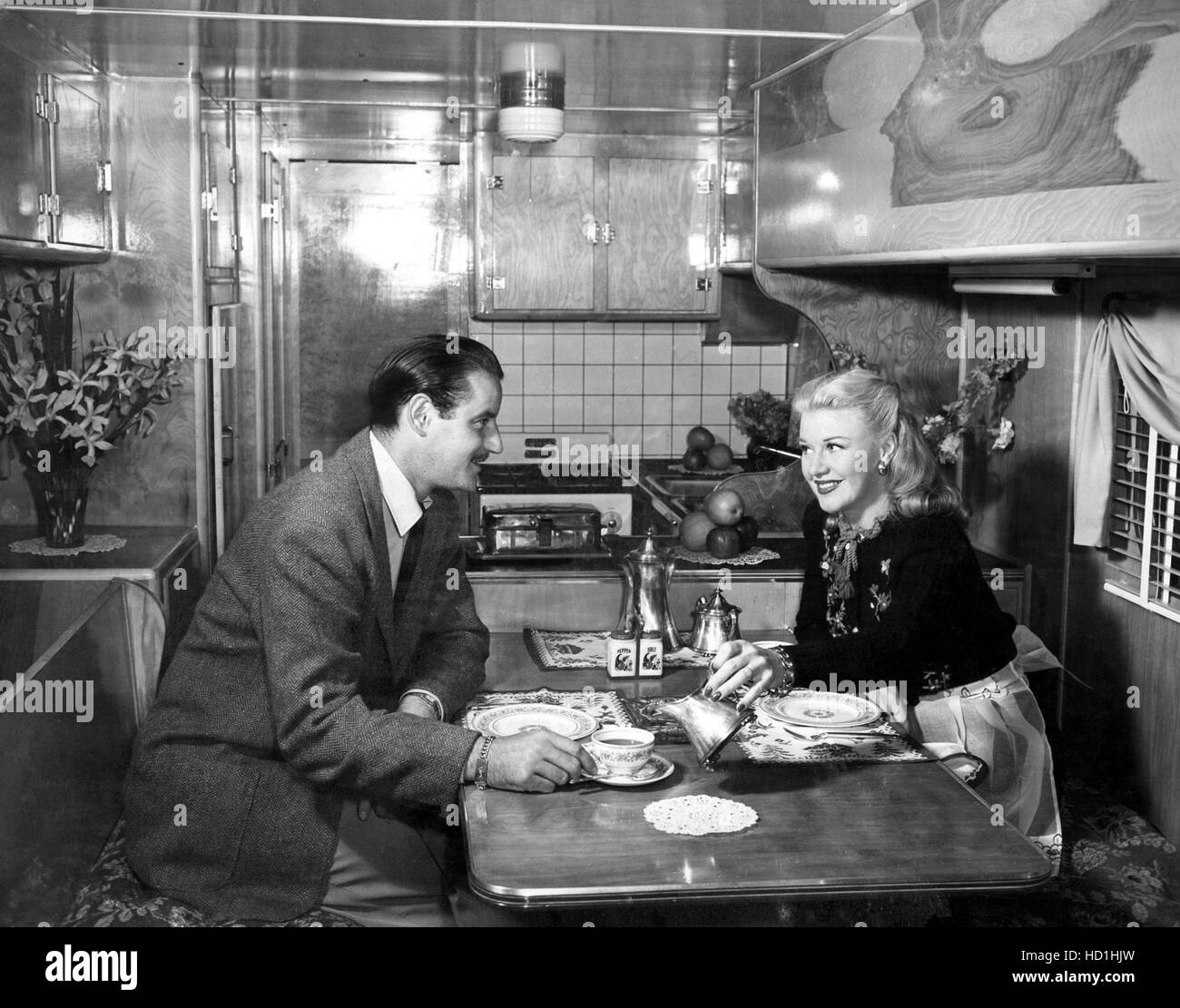 Ginger Rogers, husband Jack Briggs, in her Liberty trailer, 1947 Stock Photo - Alamy
