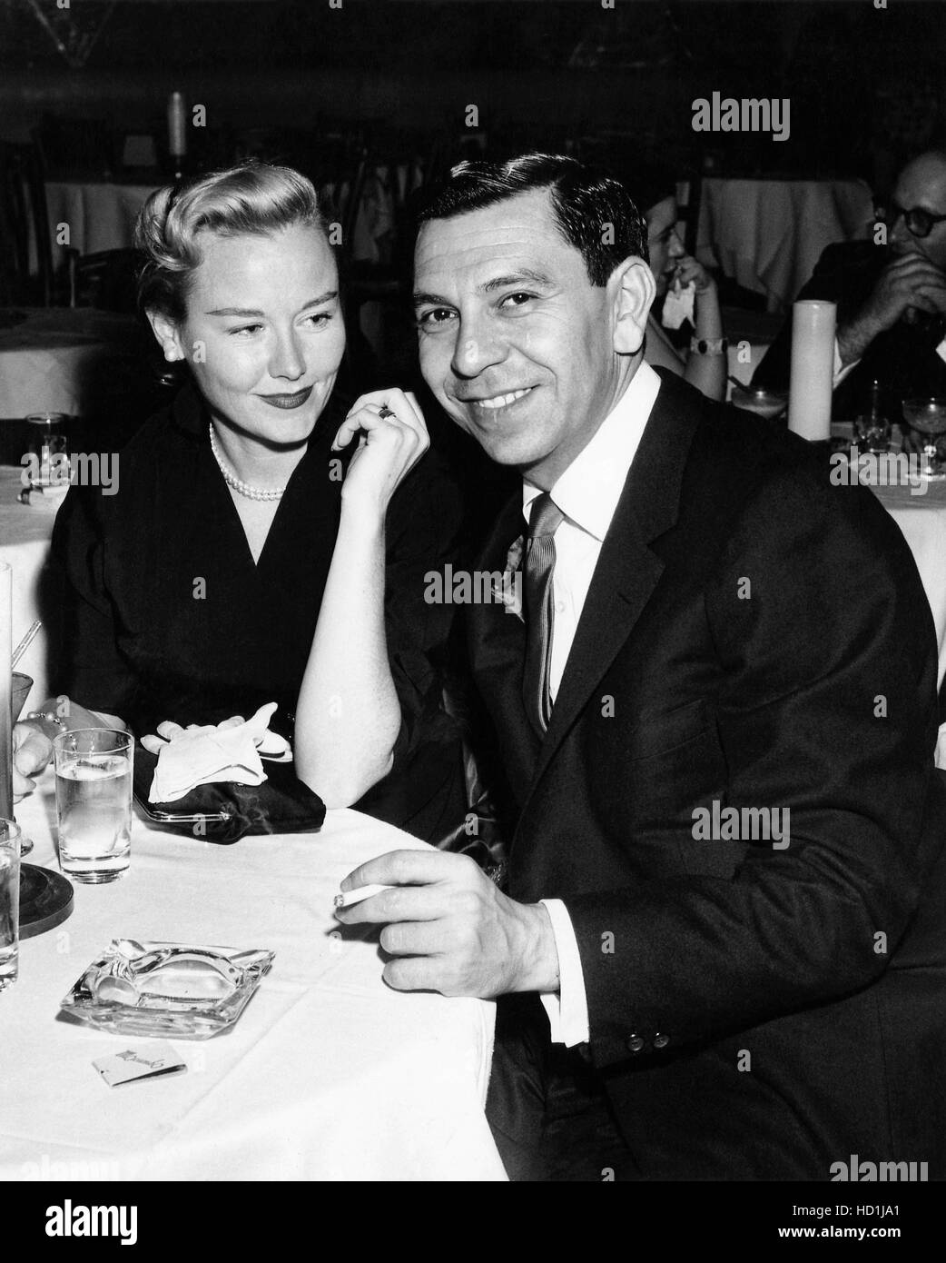 Jack Webb with second wife, Dorothy Towne, at the Mocambo, 1957 Stock ...