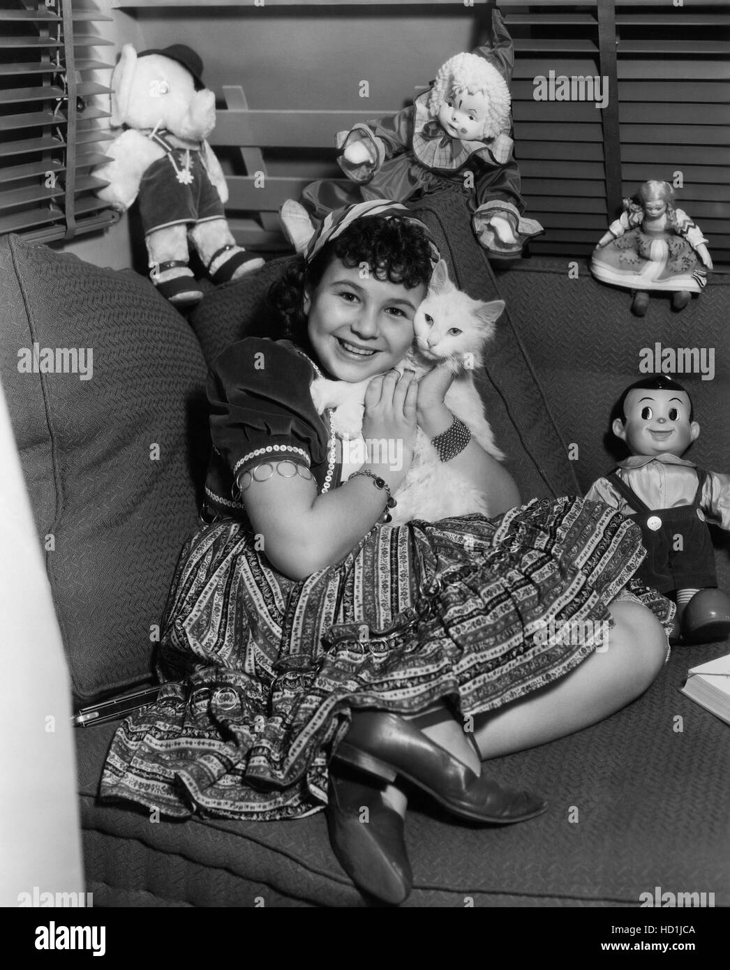 Jane Withers, in her dressing room with her cat, 'Snow White,' 1938 ...