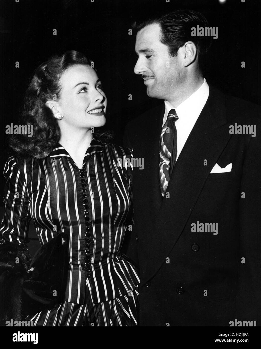 Jeanne Crain, husband Paul Brinkman at a Hollywood premiere, 1951 Stock ...