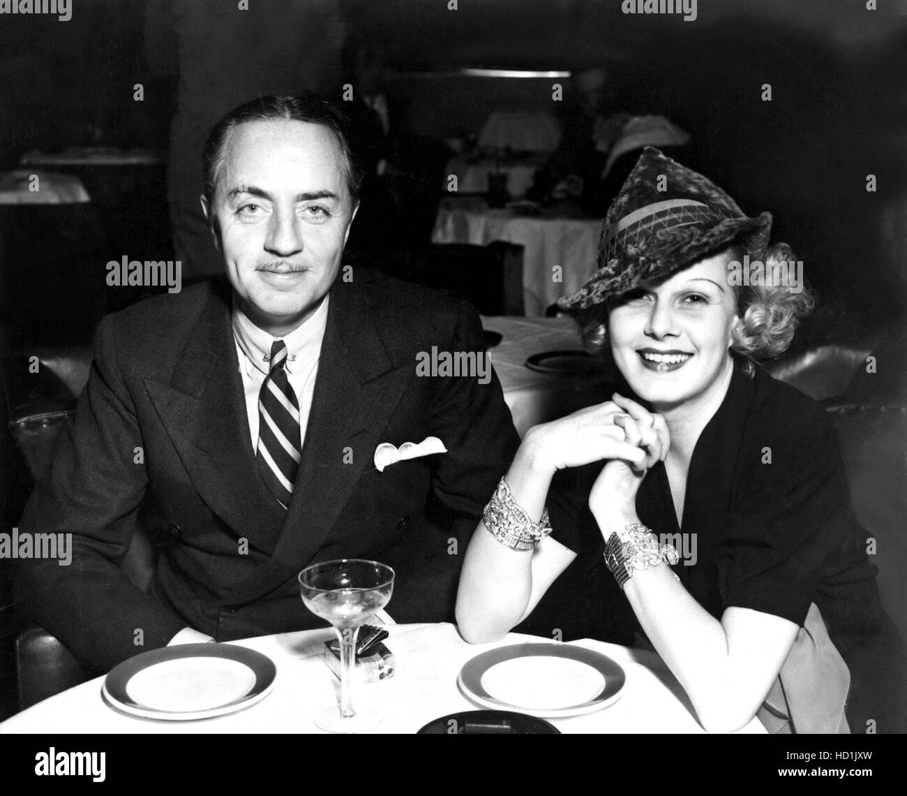 WILLIAM POWELL and steady date JEAN HARLOW out dining, ca. 1936 Stock ...