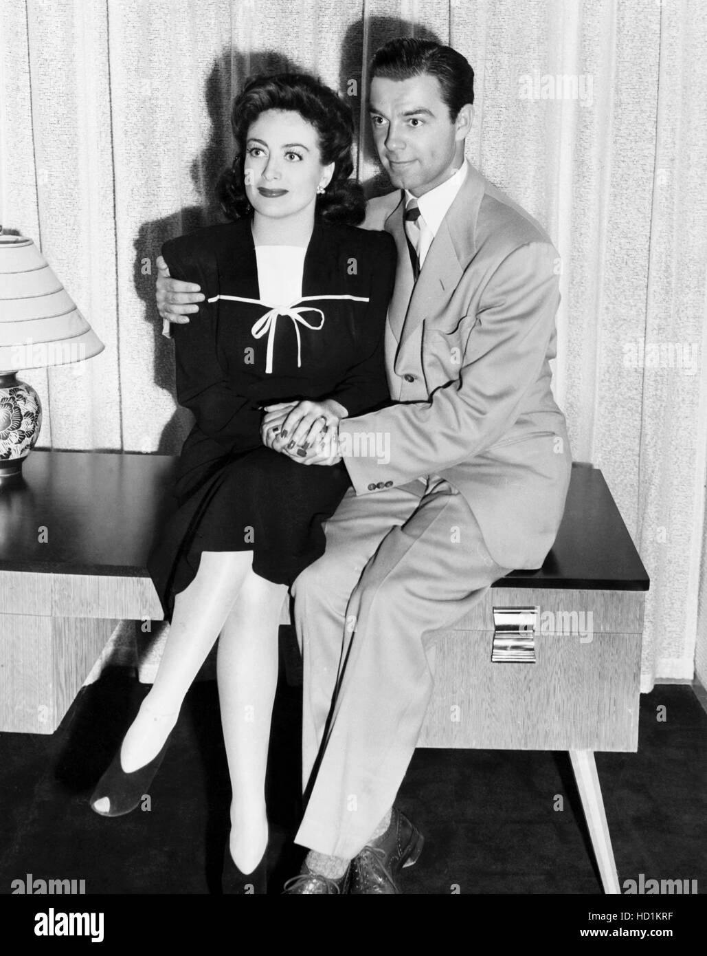 Joan Crawford, left, with her third husband, Phillip Terry, on the set ...