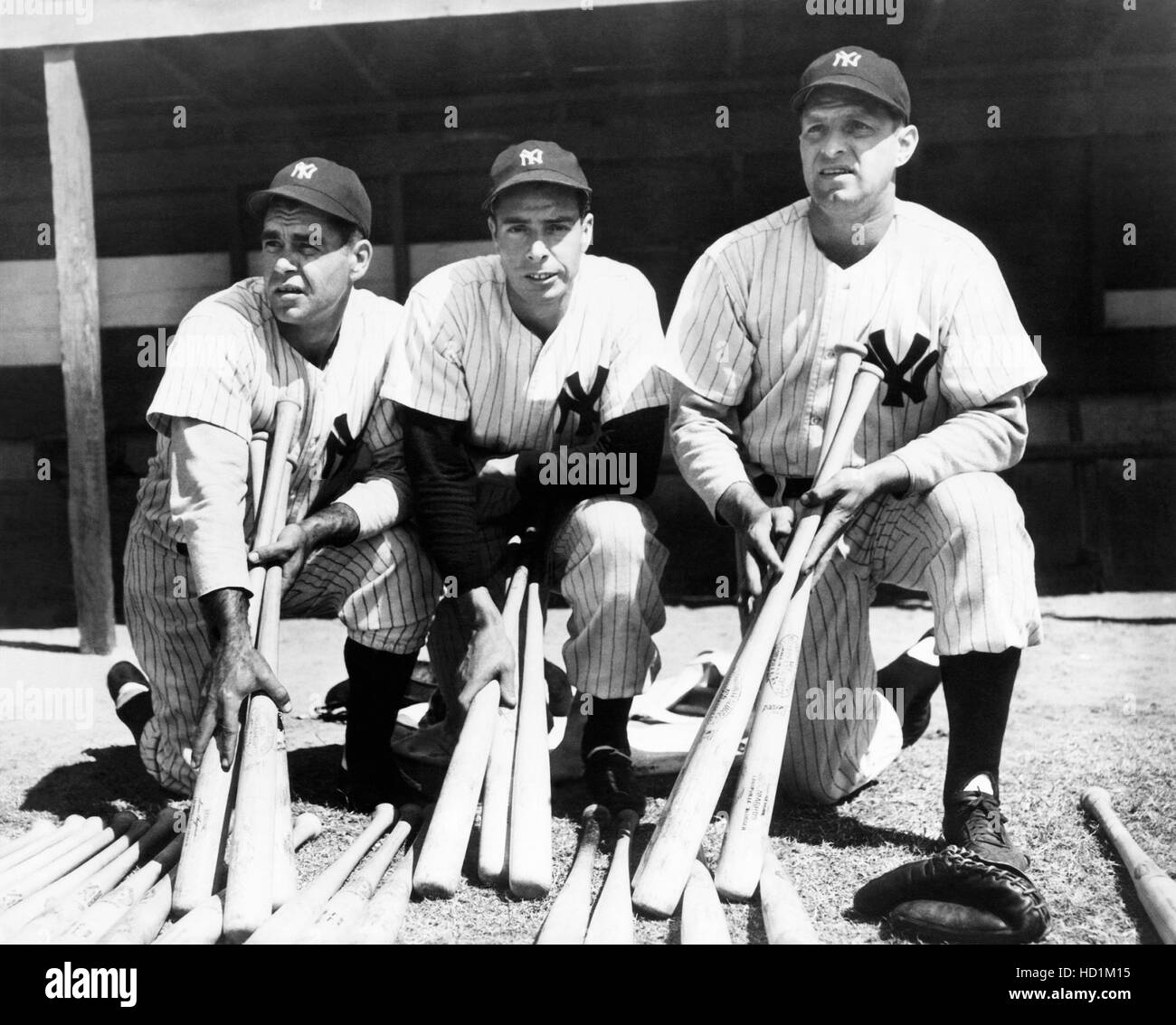From left: New York Yankees outfielders Charlie Keller, Joe DiMaggio ...
