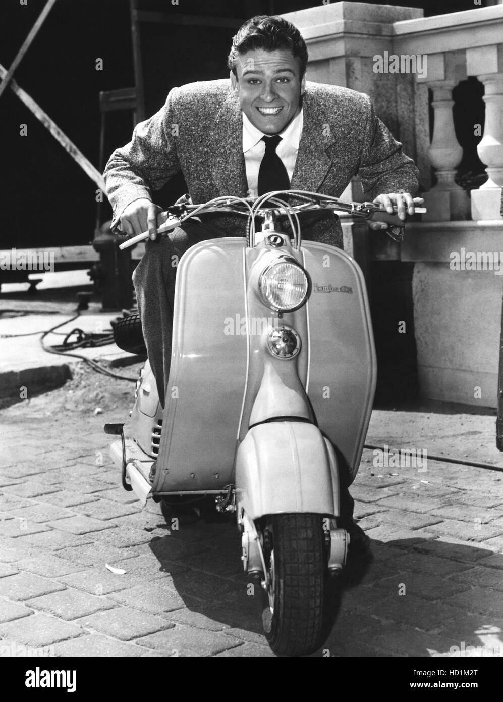 John Ericson on a Lamberetta scooter, 1954 Stock Photo - Alamy
