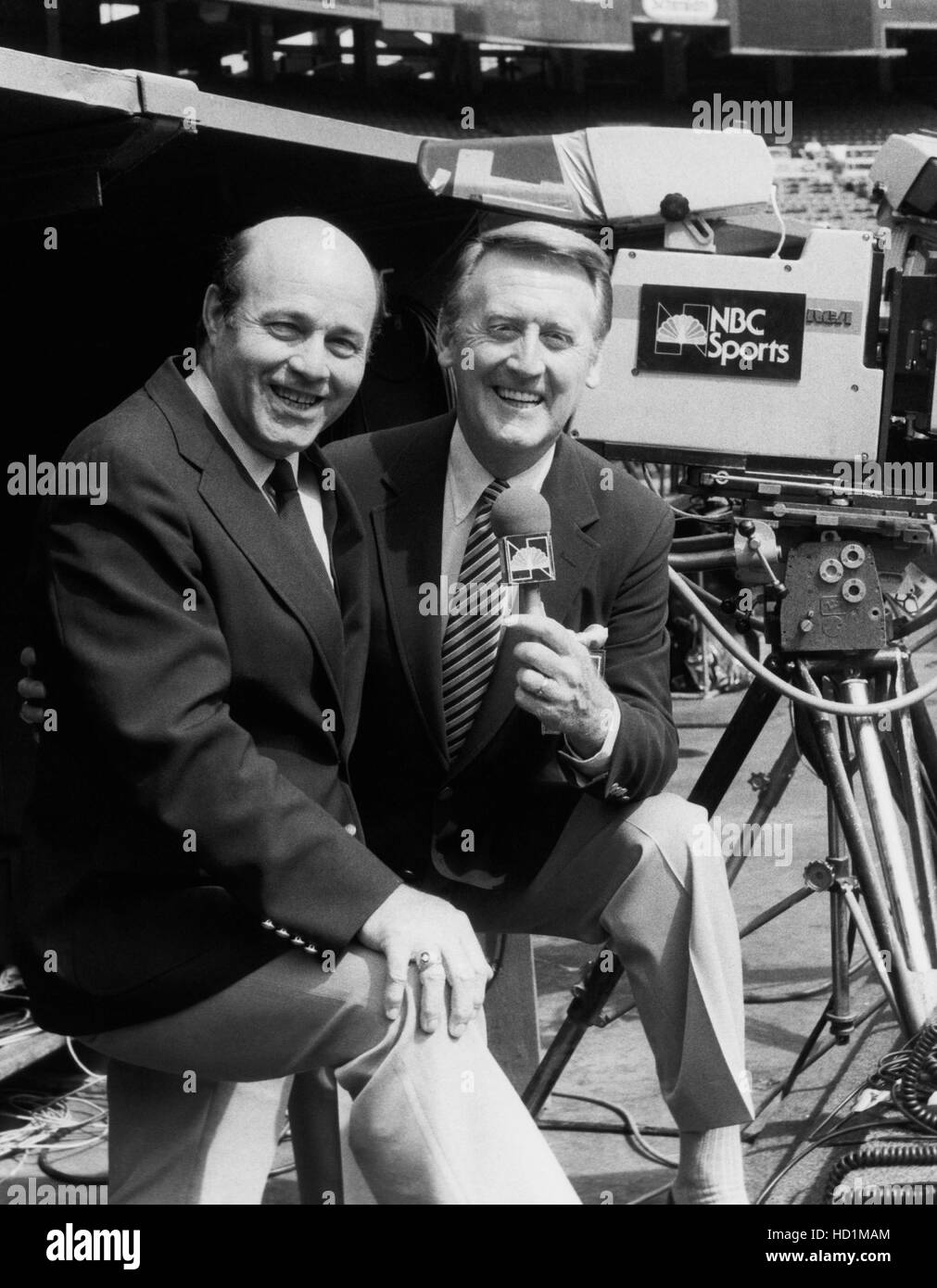 Joe Garagiola and Vin Scully at the site of the first midsummer meeting ...