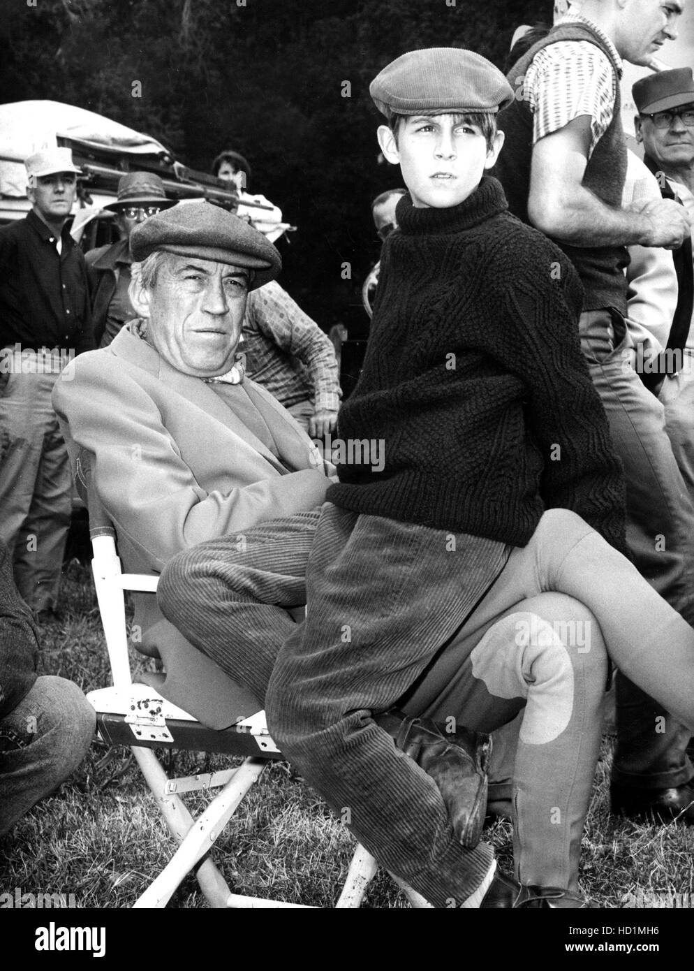 JOHN HUSTON, with son Tony Huston on the set of THE LIST OF ADRIAN ...