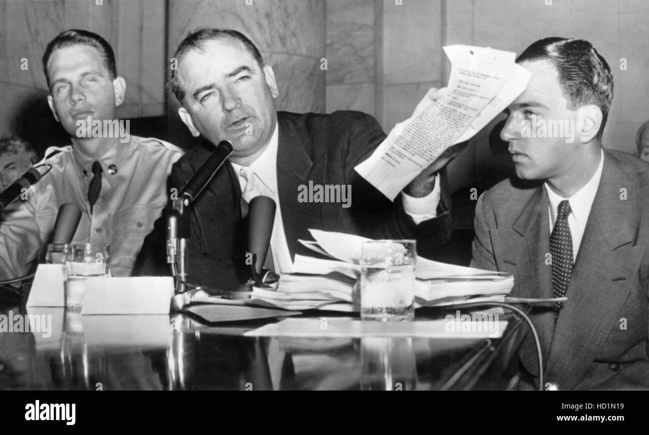 From left: Army Private David Schine, Senator Joseph McCarthy ...