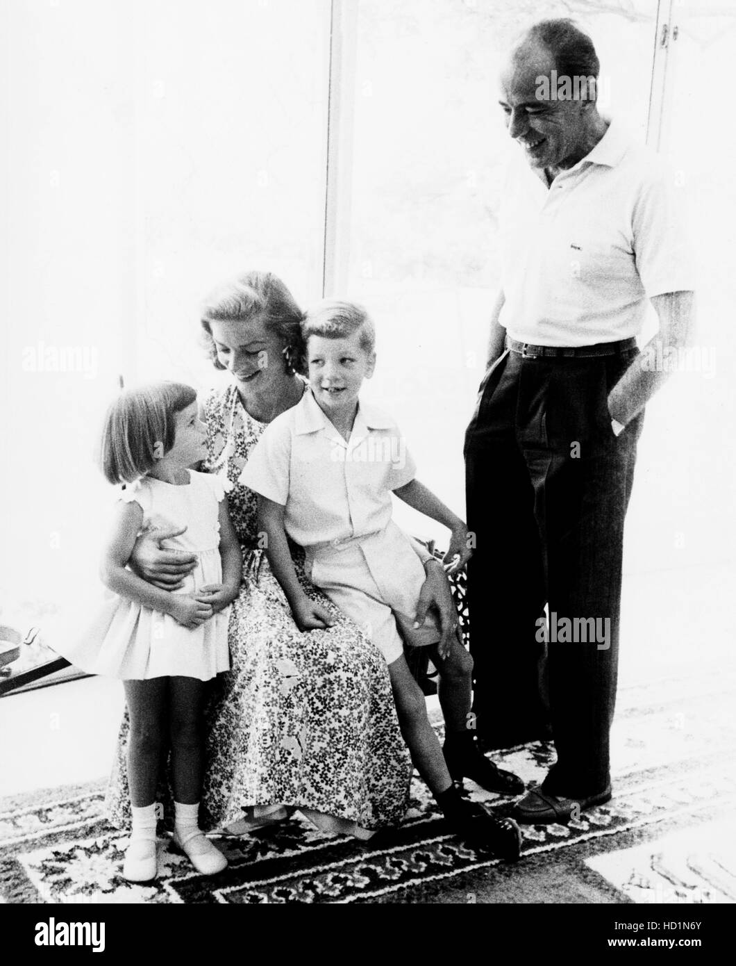 Lauren Bacall (seated) flanked by daughter Leslie Bogart and son ...
