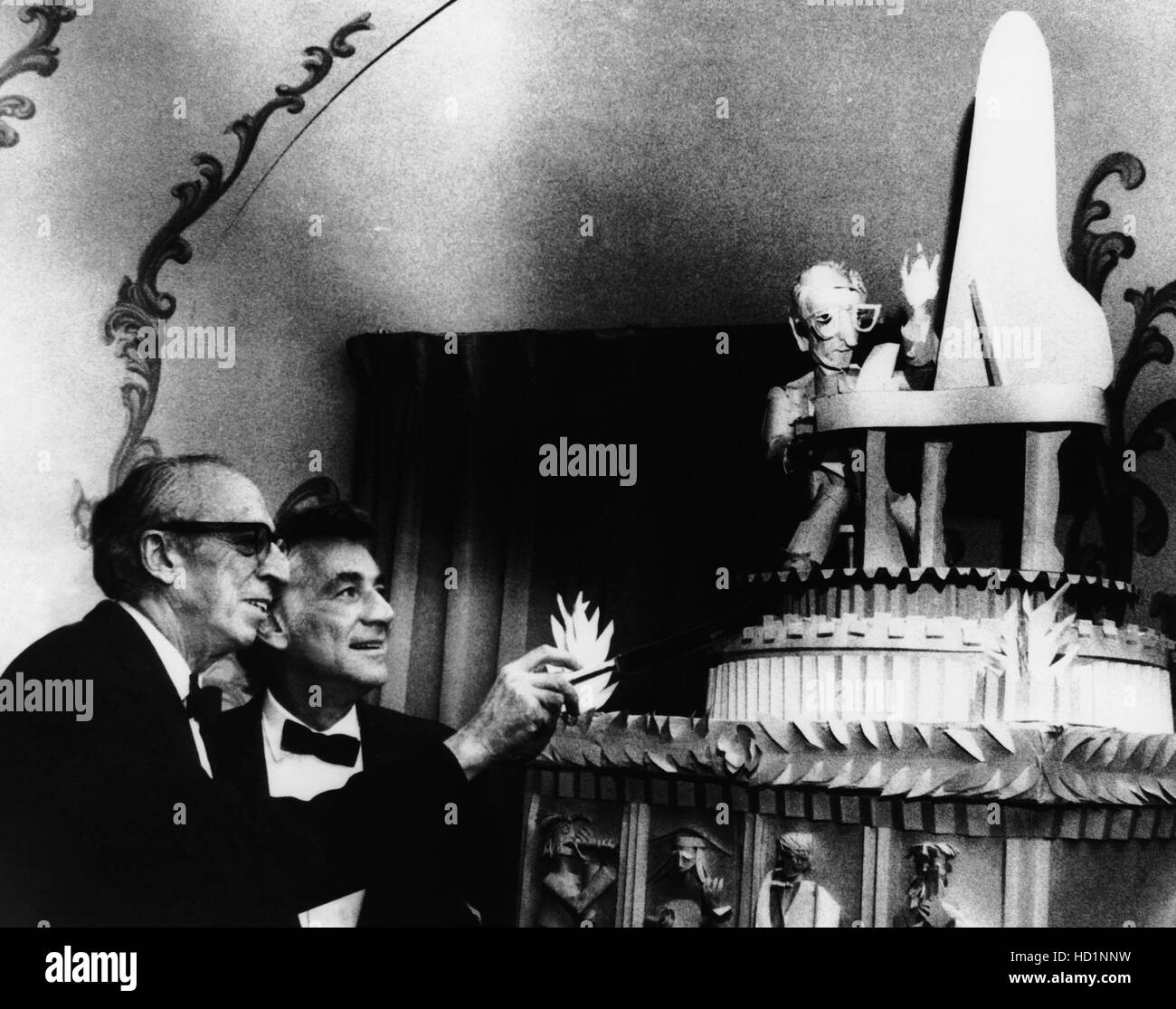 From left, Aaron Copland, Leonard Bernstein, celebrating Copeland's ...