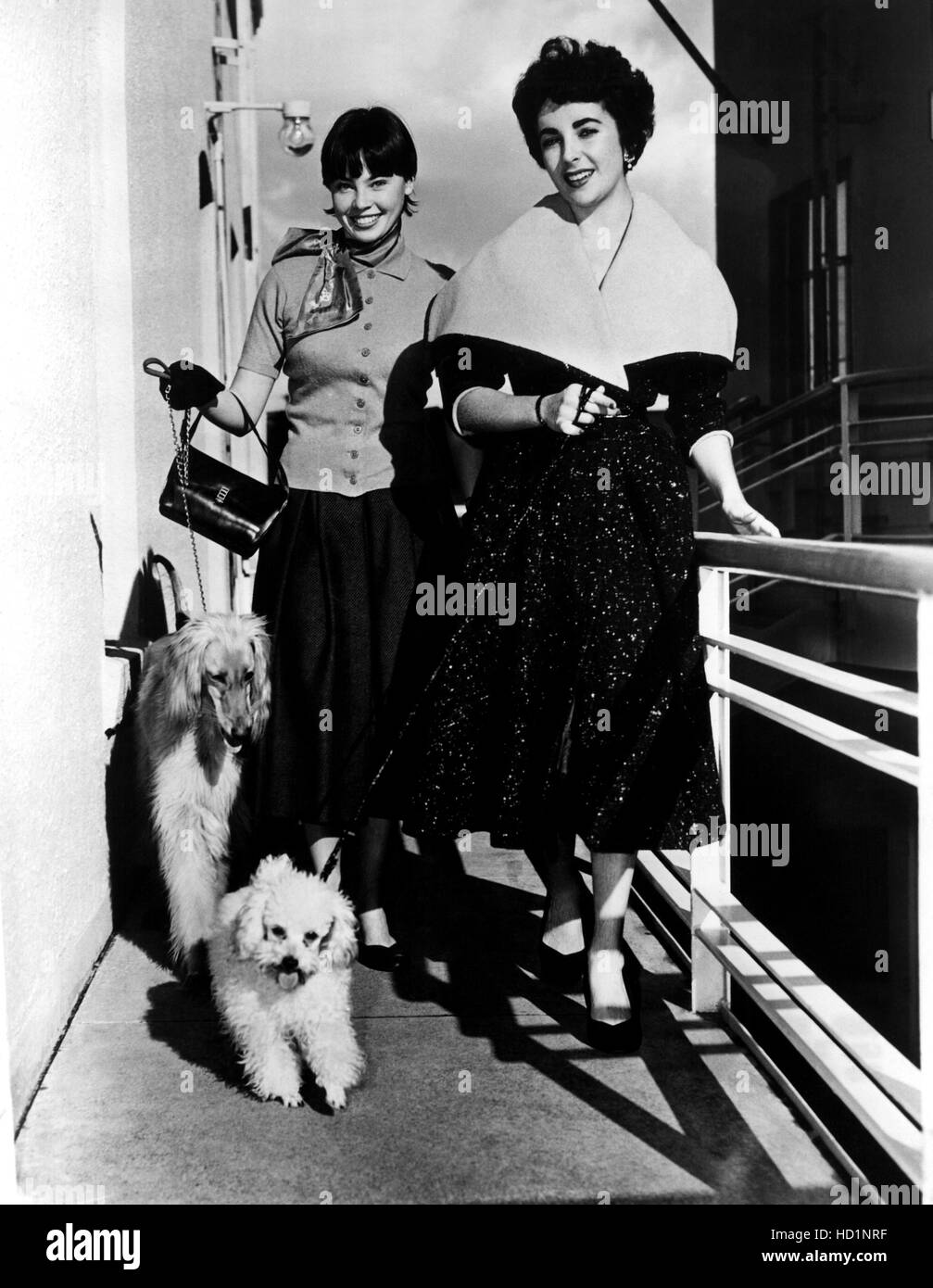 Leslie Caron with Elizabeth Taylor on the MGM studio lot walking their ...
