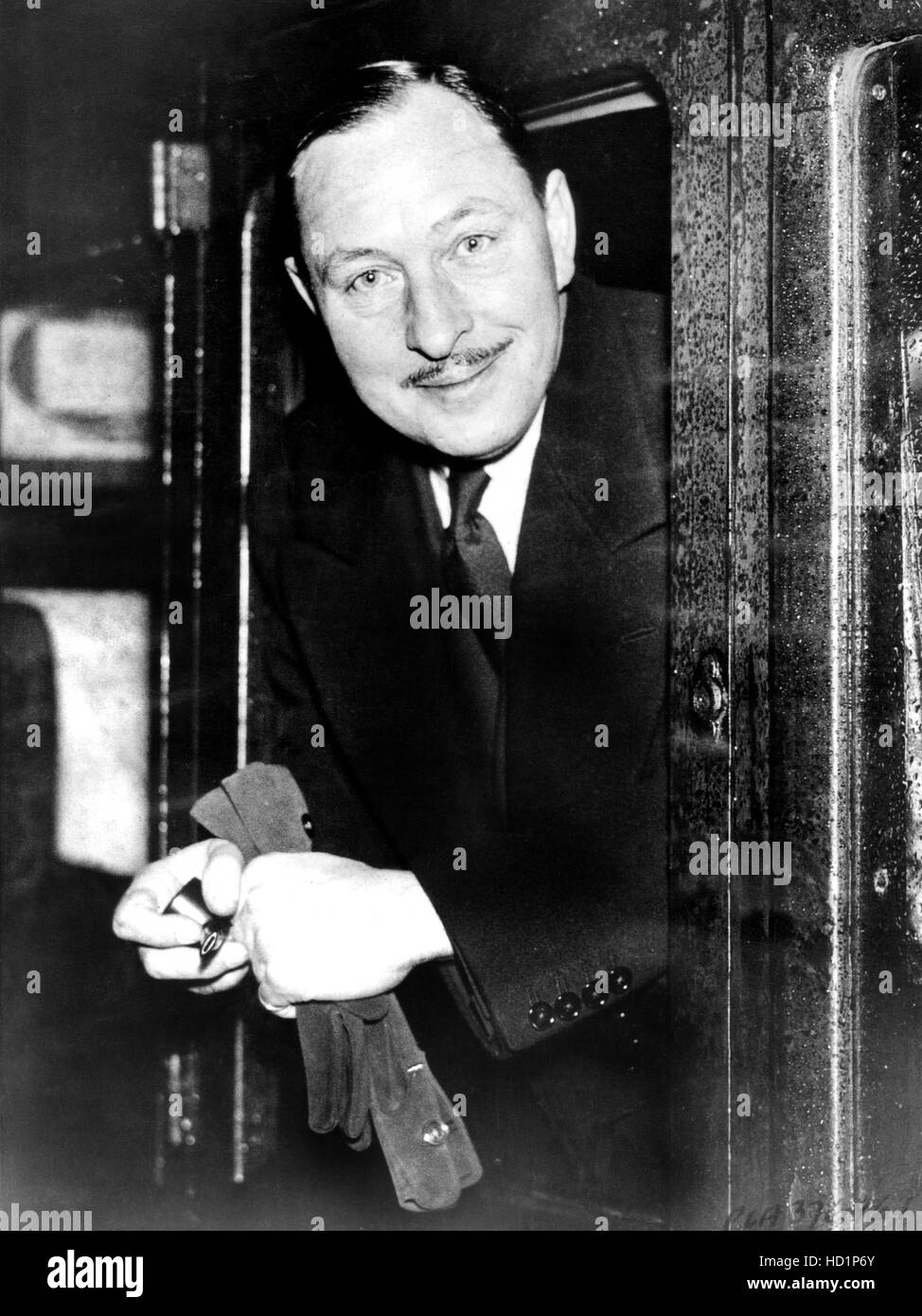 Lionel Atwill at Waterloo Station, London, England, 1937 Stock Photo ...