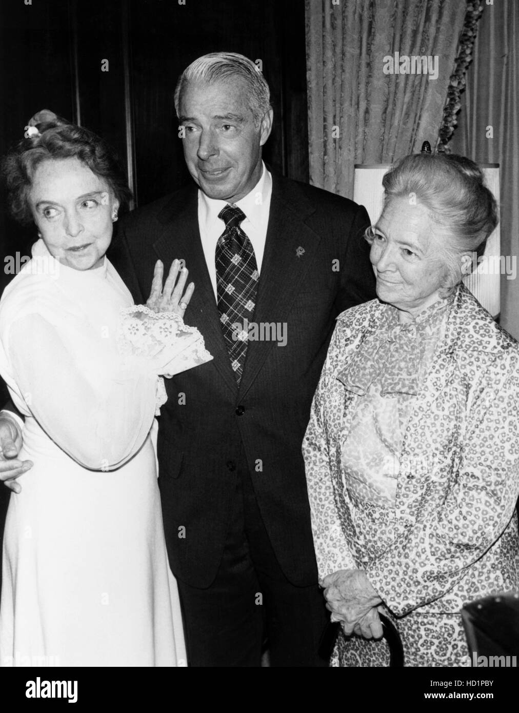 From left, Lillian Gish, Joe DiMaggio, Helen Hayes, ca. early 1980s ...
