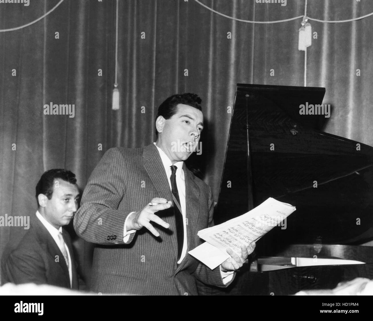 Mario Lanza rehearsing in Rome, Italy for special epiode of the ...