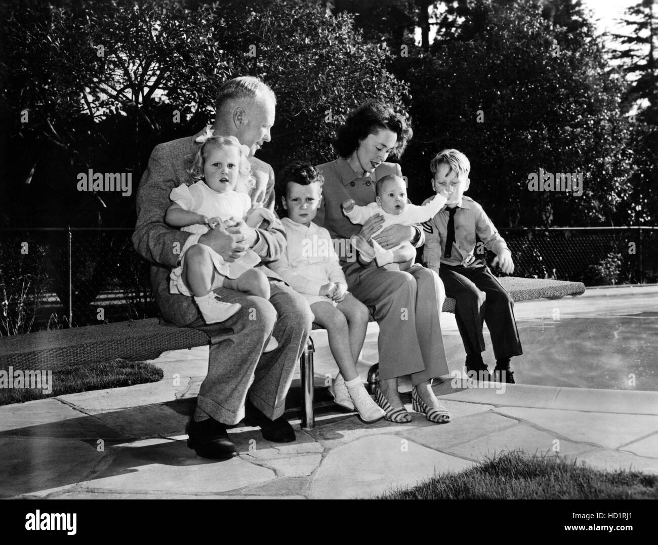 Maureen O'Sullivan with husband, director, John Farrow, with children ...