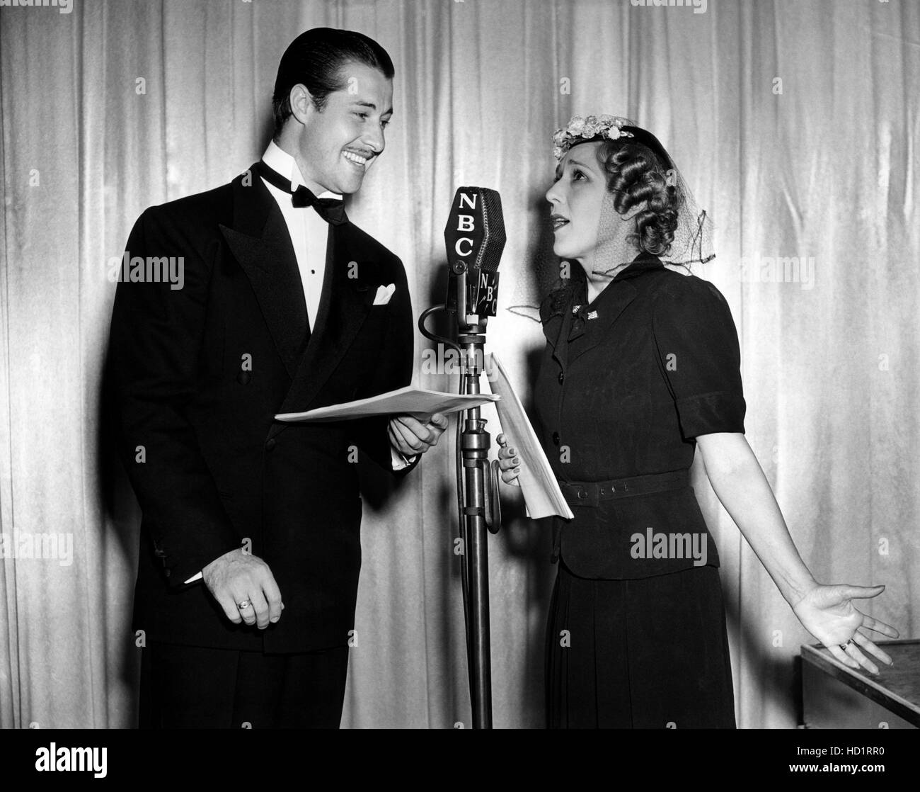 Mary Pickford with Don Ameche rehearsing a scene from 'The Enchanted ...