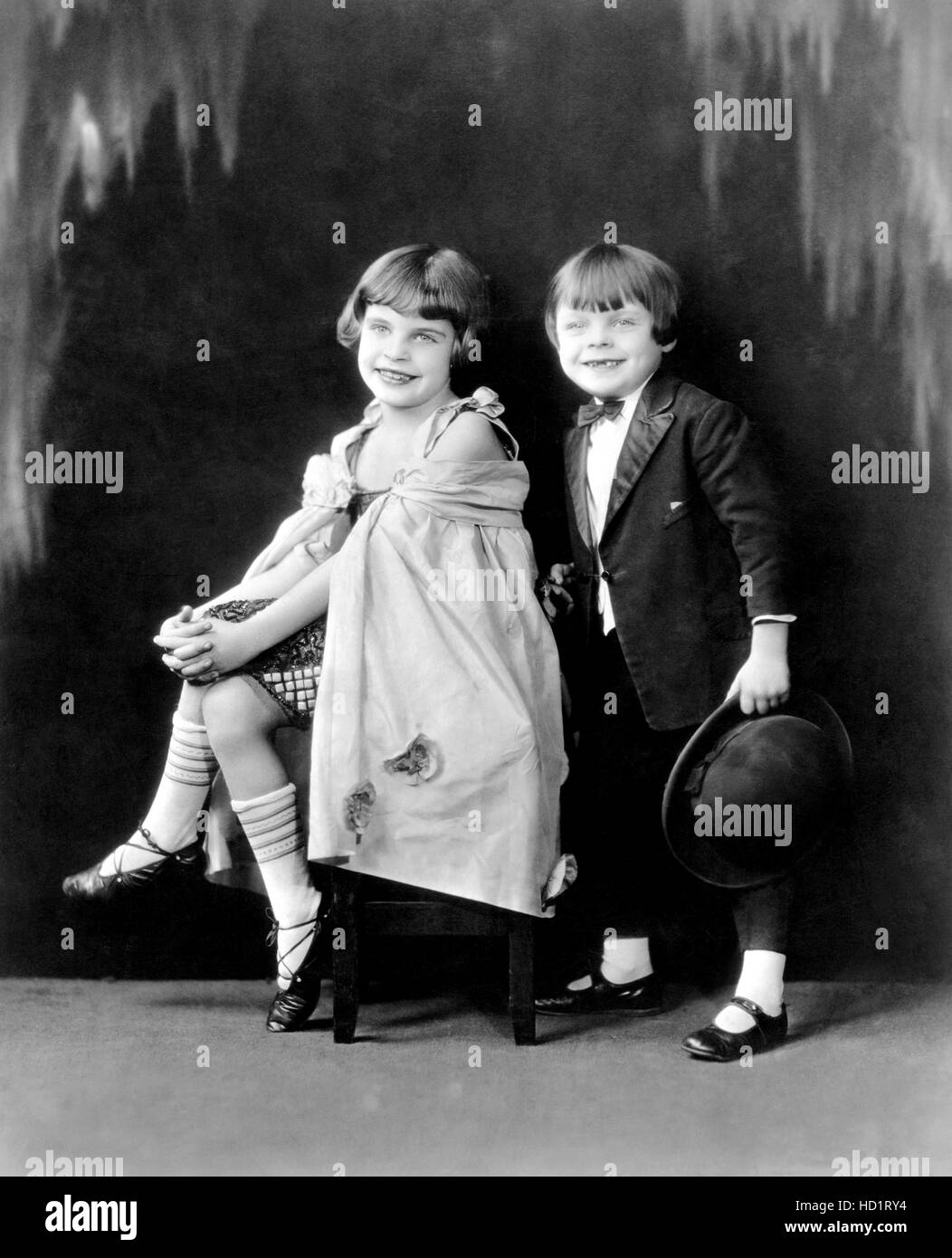 From left: Martha Raye, age seven, with her brother, Bud, age five ...