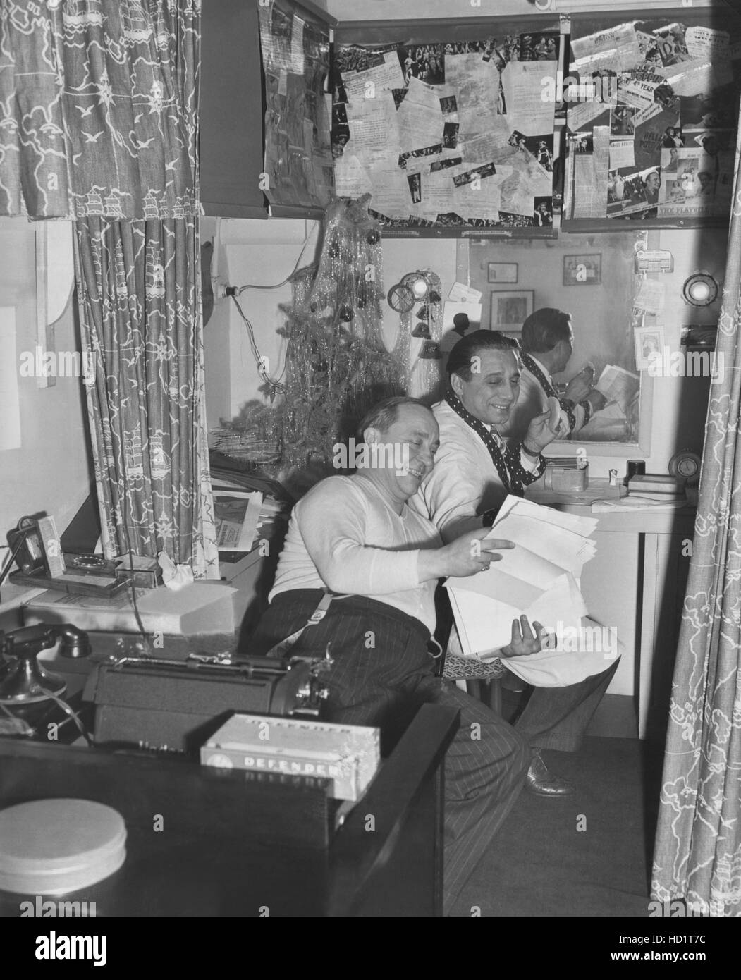 From left: Chic Johnson, Ole Olsen in their dressing room, early 1940s ...