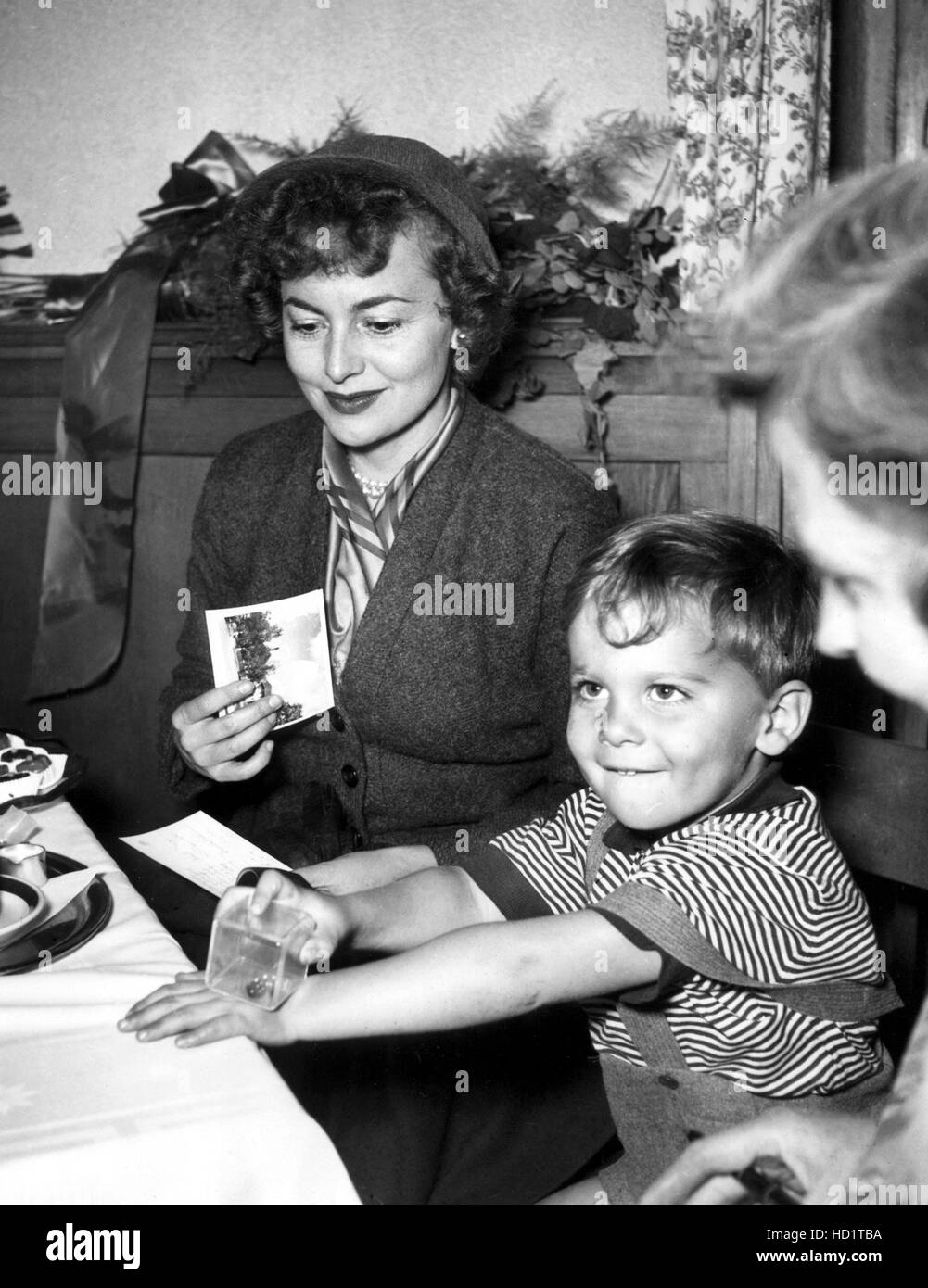 Olivia de Havilland and son Ben Goodrich at a restaurant in Frankfurt ...