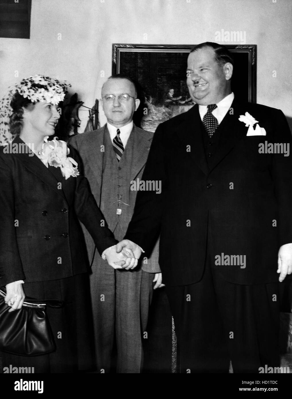 Mr. and Mrs. Oliver Hardy (Virginia Lucille Jones), being married by ...