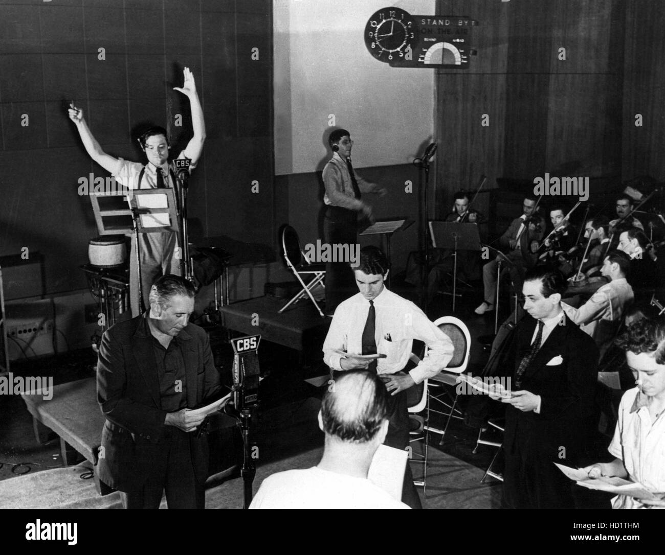 ORSON WELLES directs the historic WAR OF THE WORLDS radio broadcast for ...