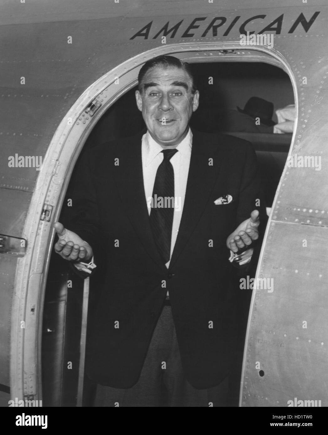 Paul Douglas at New York International Airport, 1955 Stock Photo - Alamy