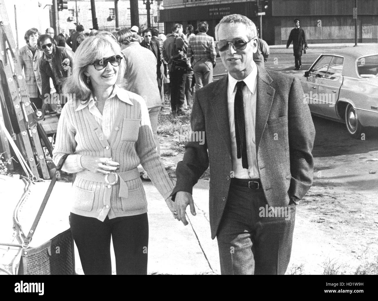 Director STUART ROSENBERG runs through a location scene with JOANNE ...