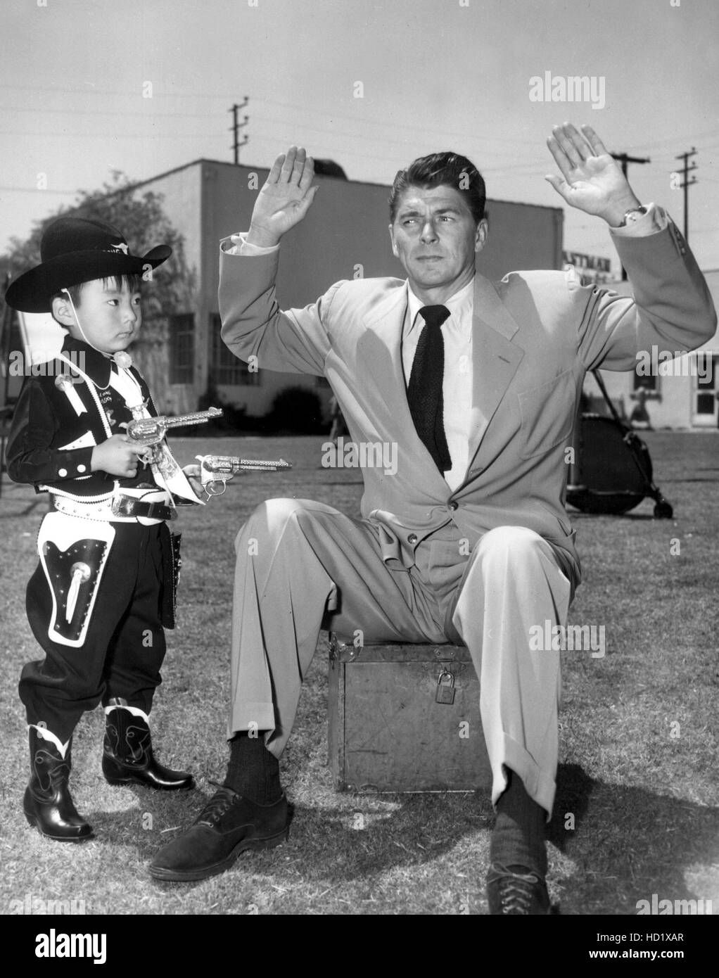 Danny chang, Ronald Reagan having fun on the set of HONG KONG, 6/13/51 ...