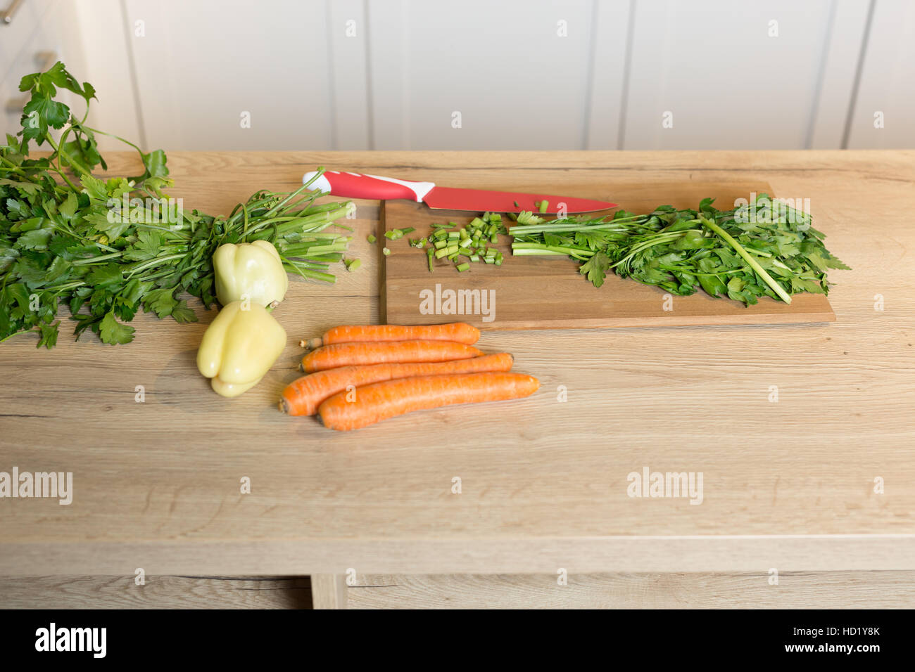 The kitchen counter vegetables Stock Photo - Alamy