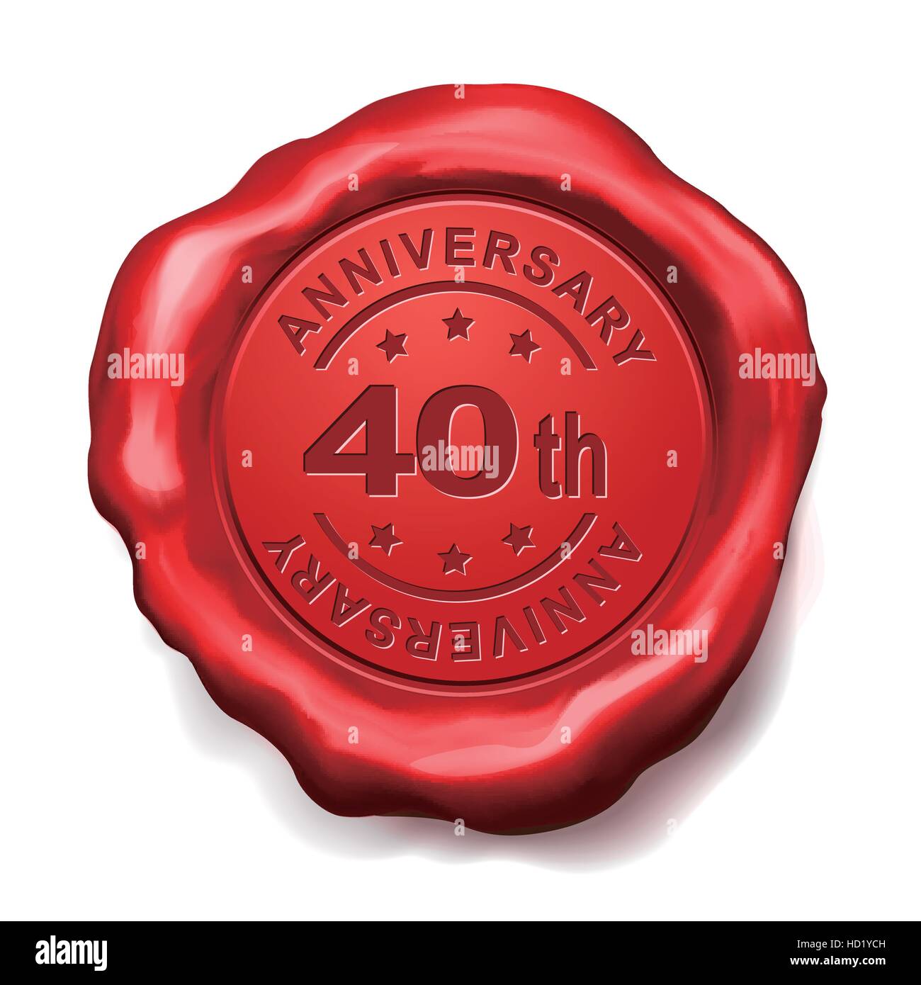 40th anniversary red wax seal over white background Stock Vector Image ...