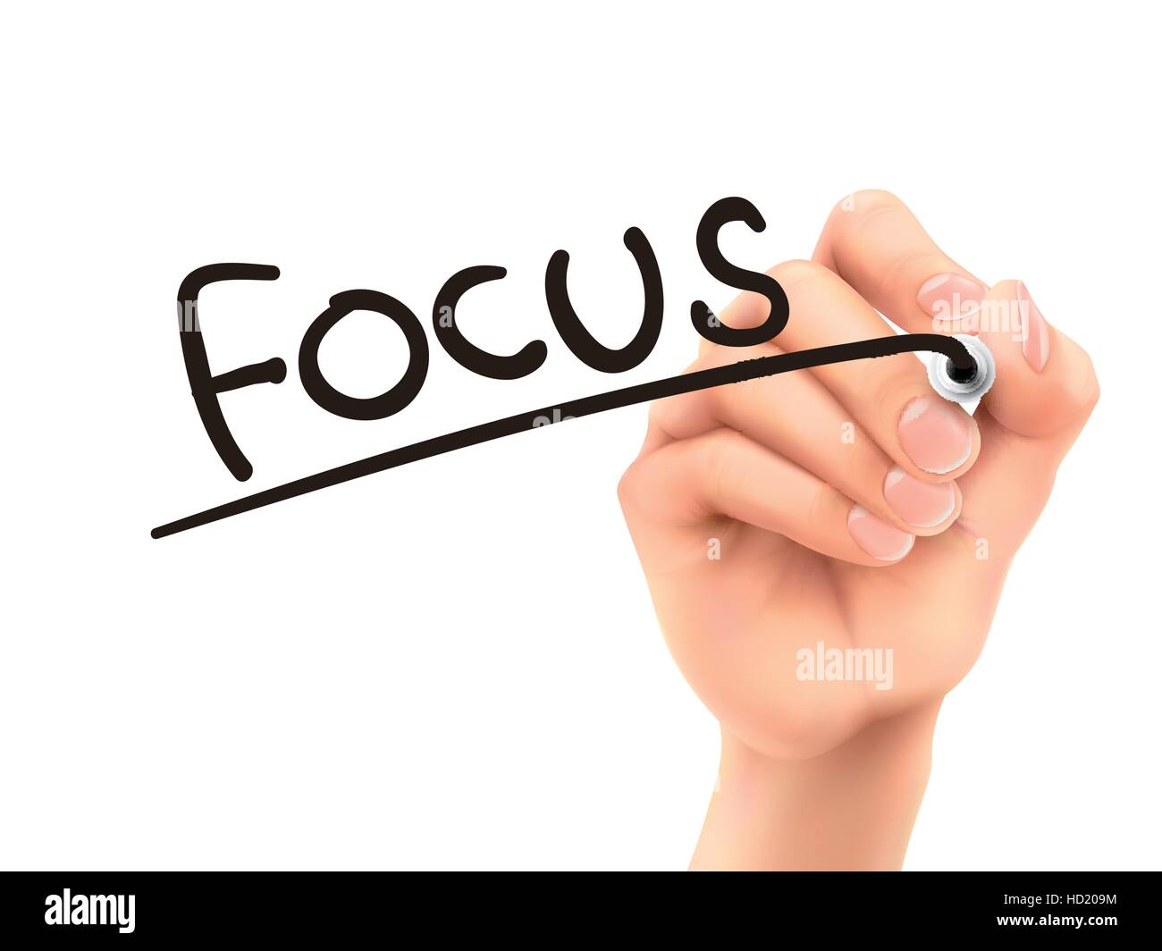 focus word written by 3d hand over white background Stock Vector Image ...