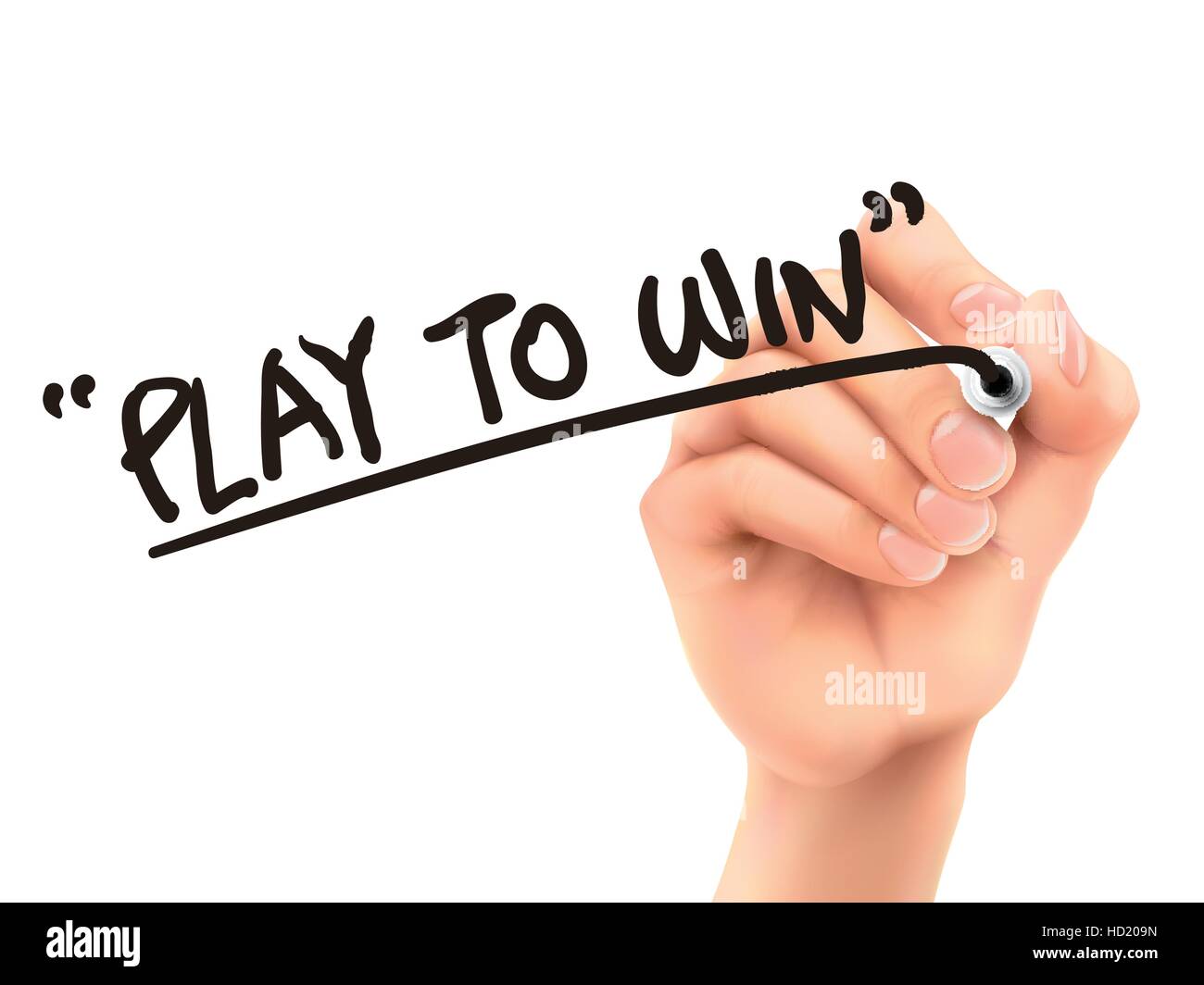 play to win words written by 3d hand over white background Stock Vector ...