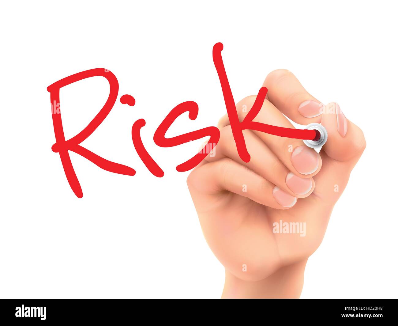 risk word written by 3d hand over white background Stock Vector Image ...