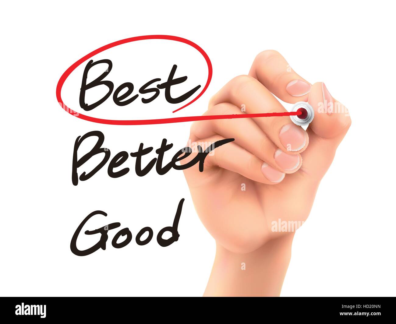 best word chosen by 3d hand over white background Stock Vector Image ...
