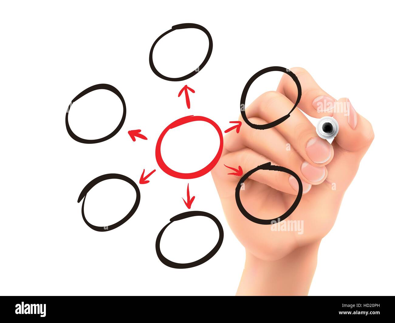 empty diagram drawn by 3d hand over white background Stock Vector Image ...